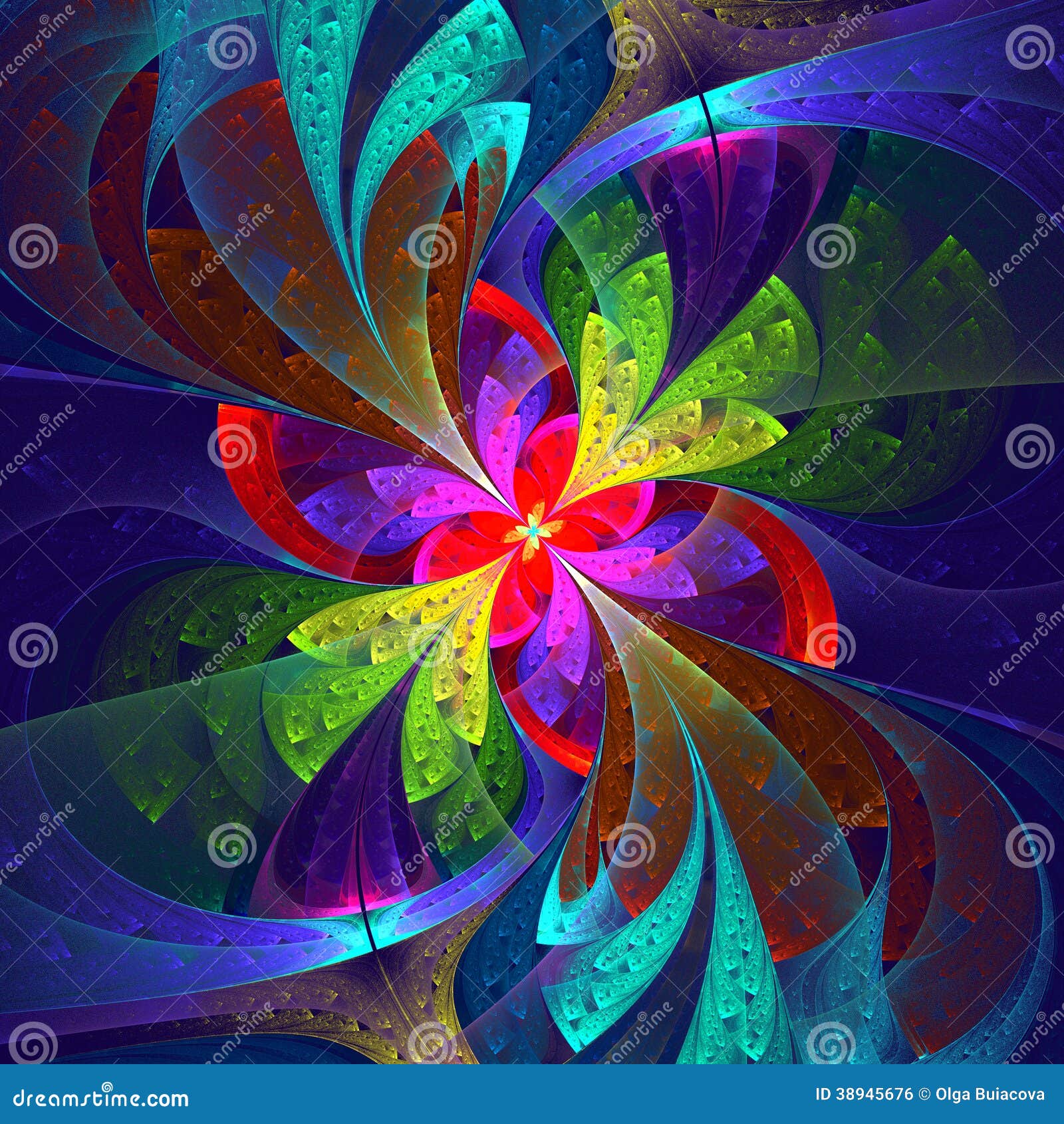 Belle Fleur Multicolore De Fractale. Illustration Stock - Illustration ...