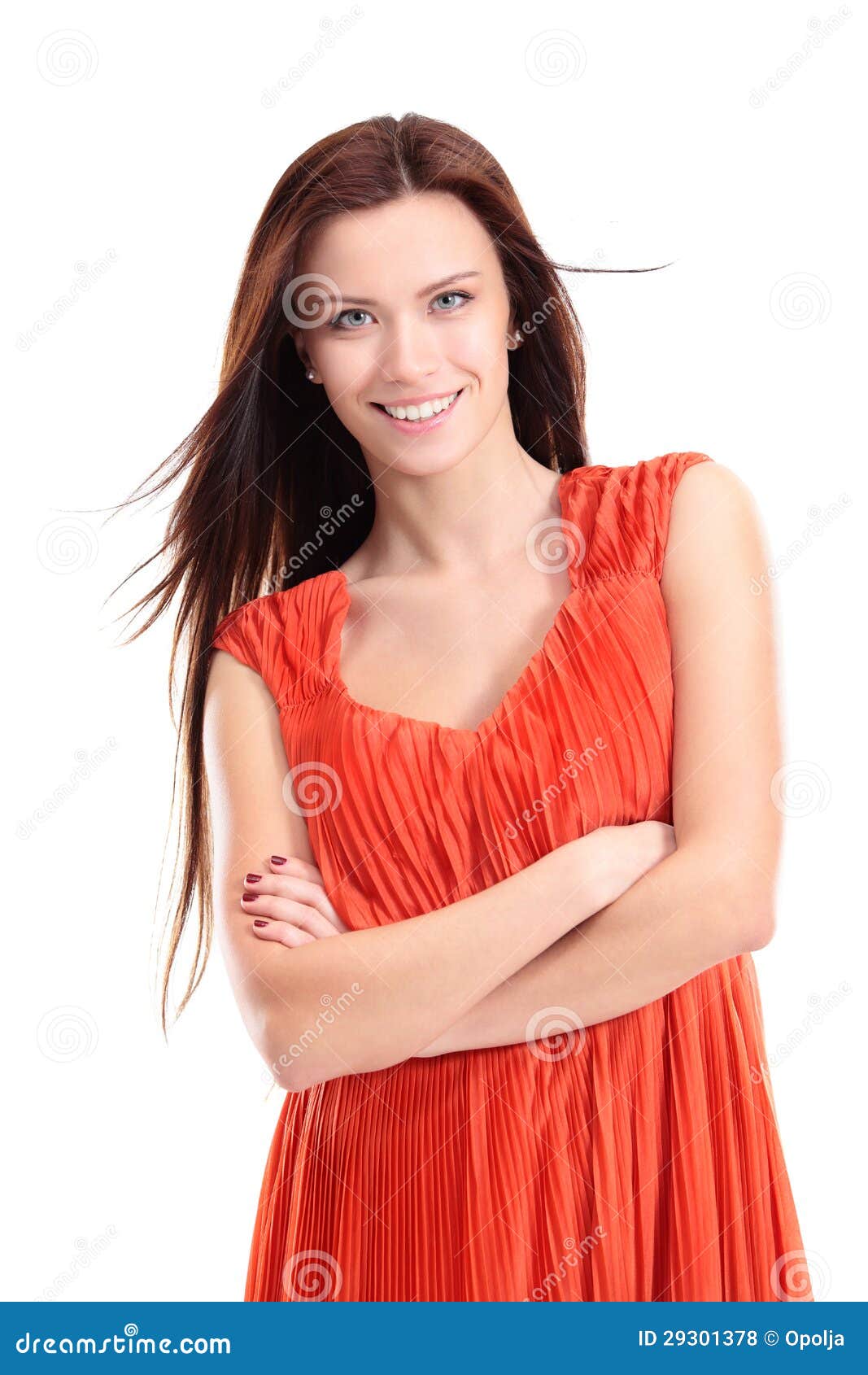 Belle Jeune Femme Posant Sur Le Fond Blanc Photo Stock Image Du