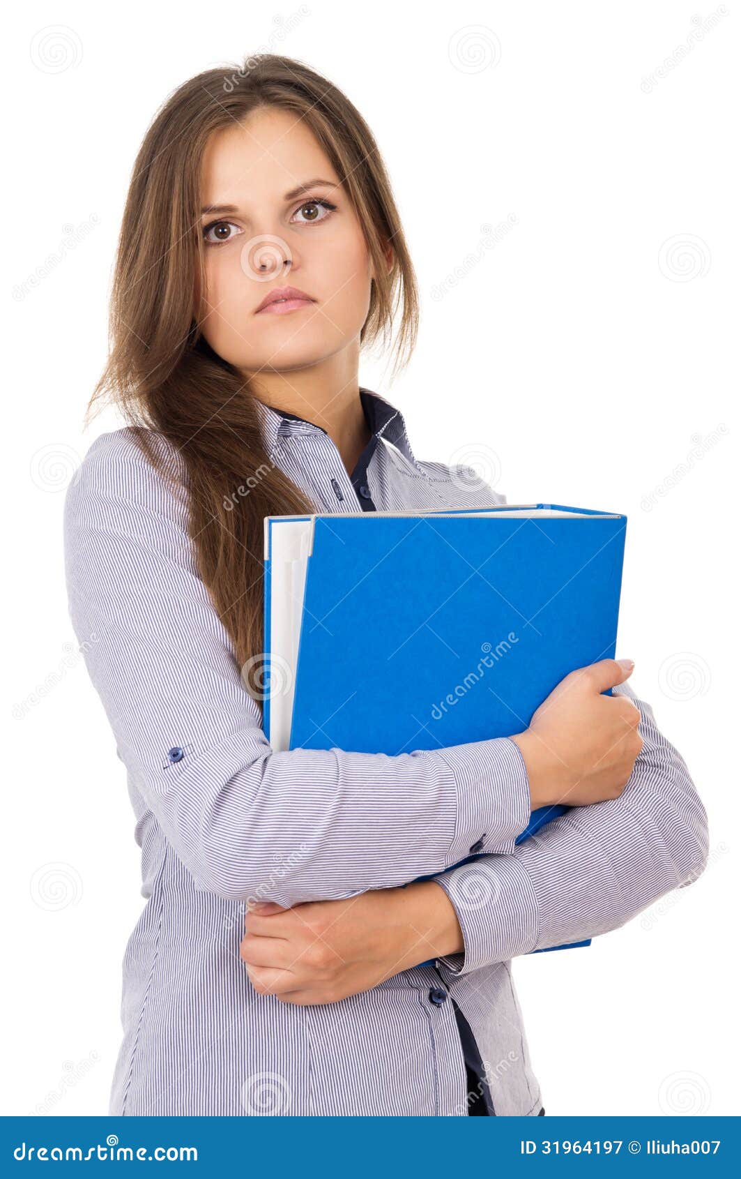 Belle Jeune Fille Avec Un Dossier Image stock - Image du fond, document ...