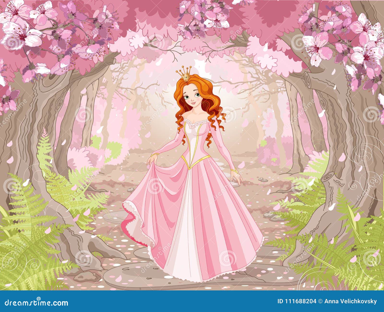 Belle Princesse D'une Chevelure Rouge Illustration Stock - Illustration ...