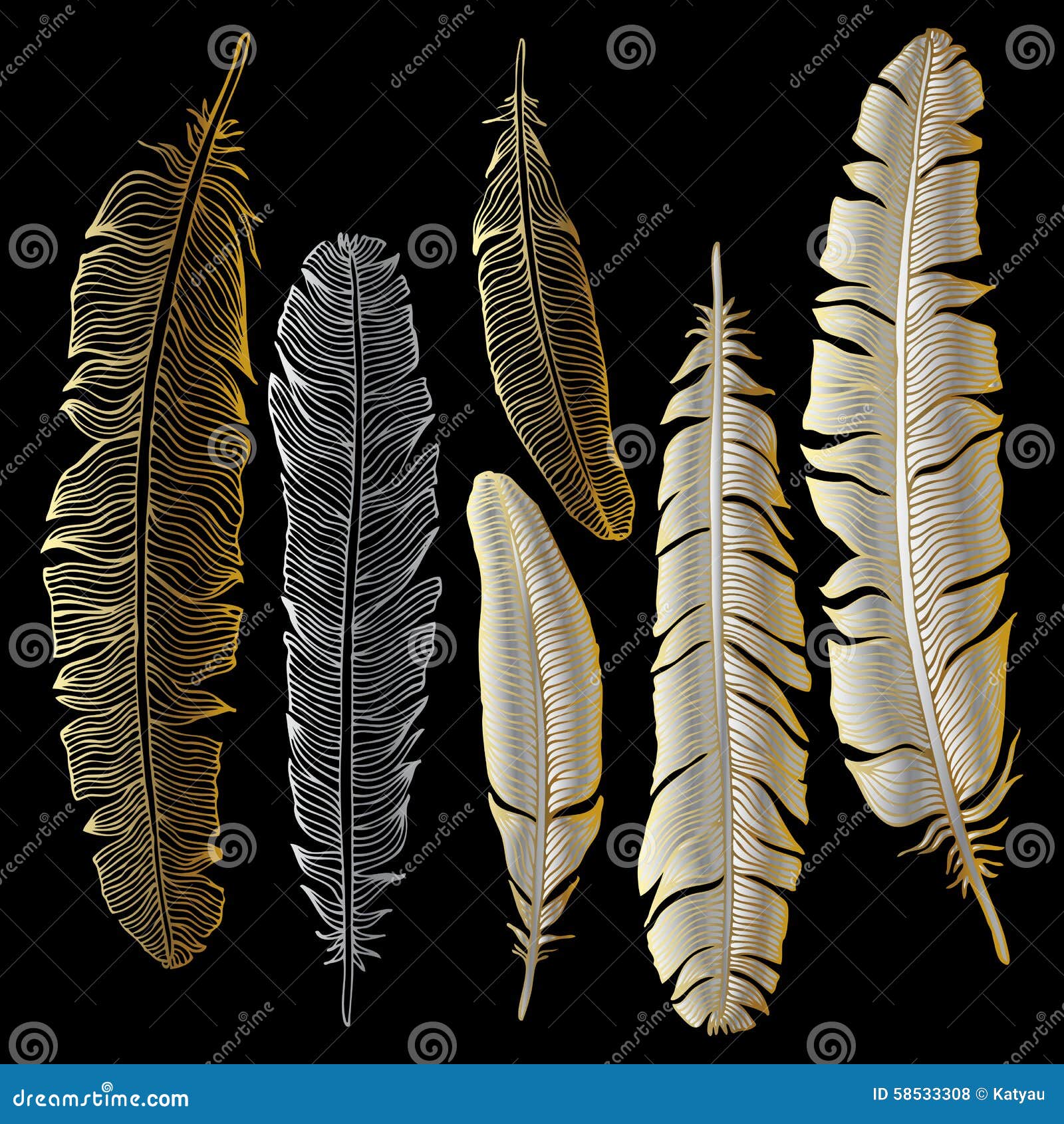 Belles plumes de vintage illustration de vecteur. Illustration du ...