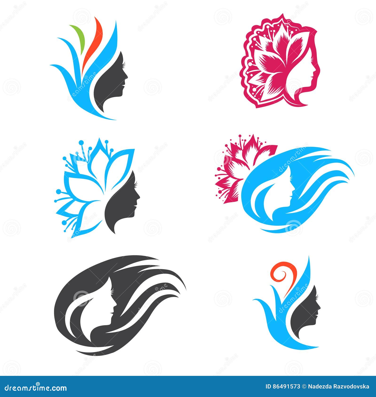 Bellezza Logo Design Set Della Donna Illustrazione Vettoriale ...