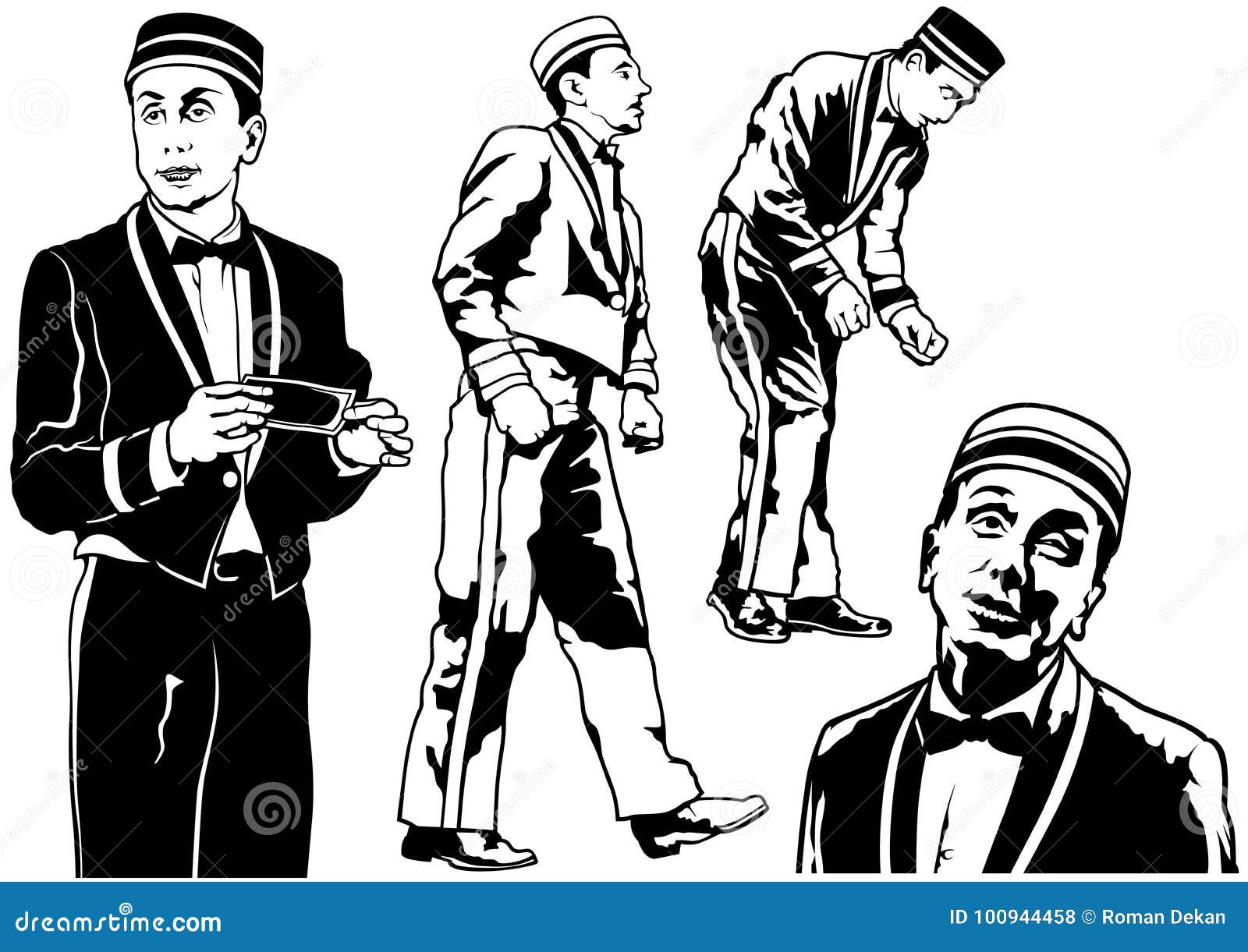 Bellhop Set stock vector. Illustration of clipart, white - 100944458