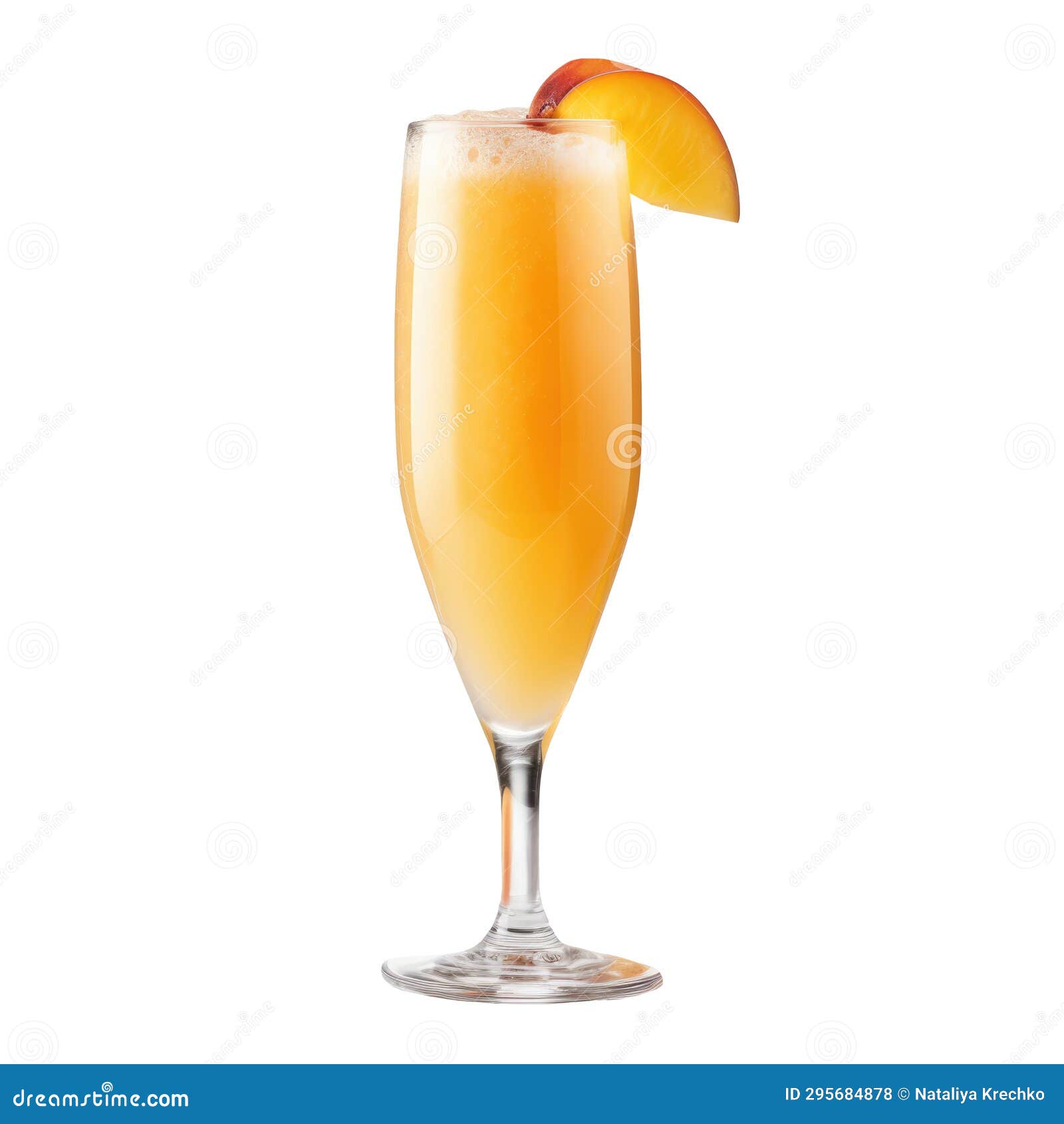 Bellini Cocktail with Peach Isolated on White Background Stock Photo ...