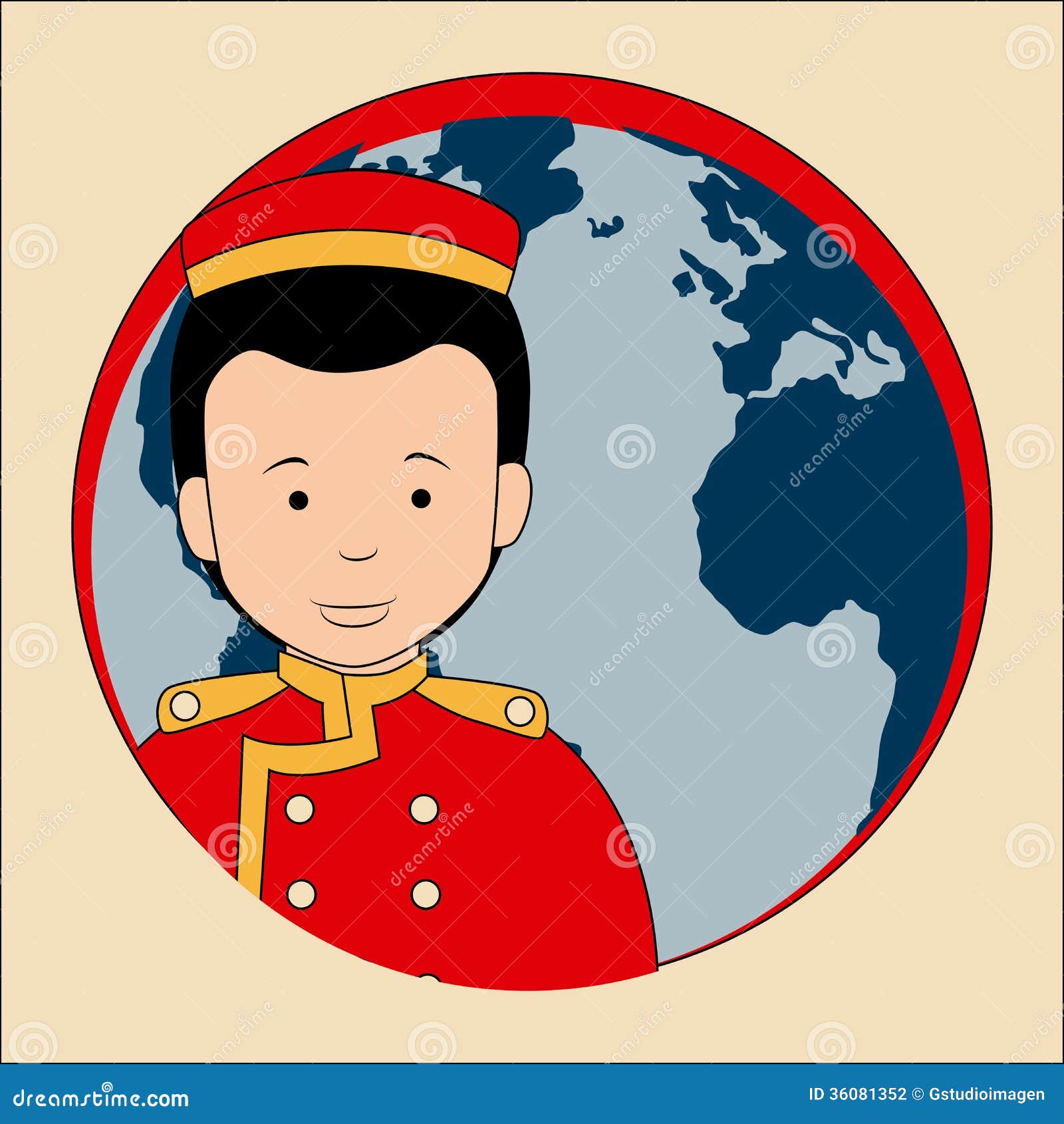 Happy Bellman Male Worker In Uniform Hotel Service Concept Modern ...