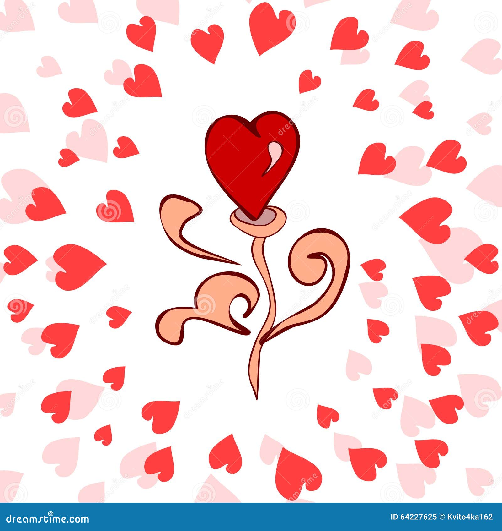 Bello cuore romantico illustrazione vettoriale. Illustrazione di saluto ...