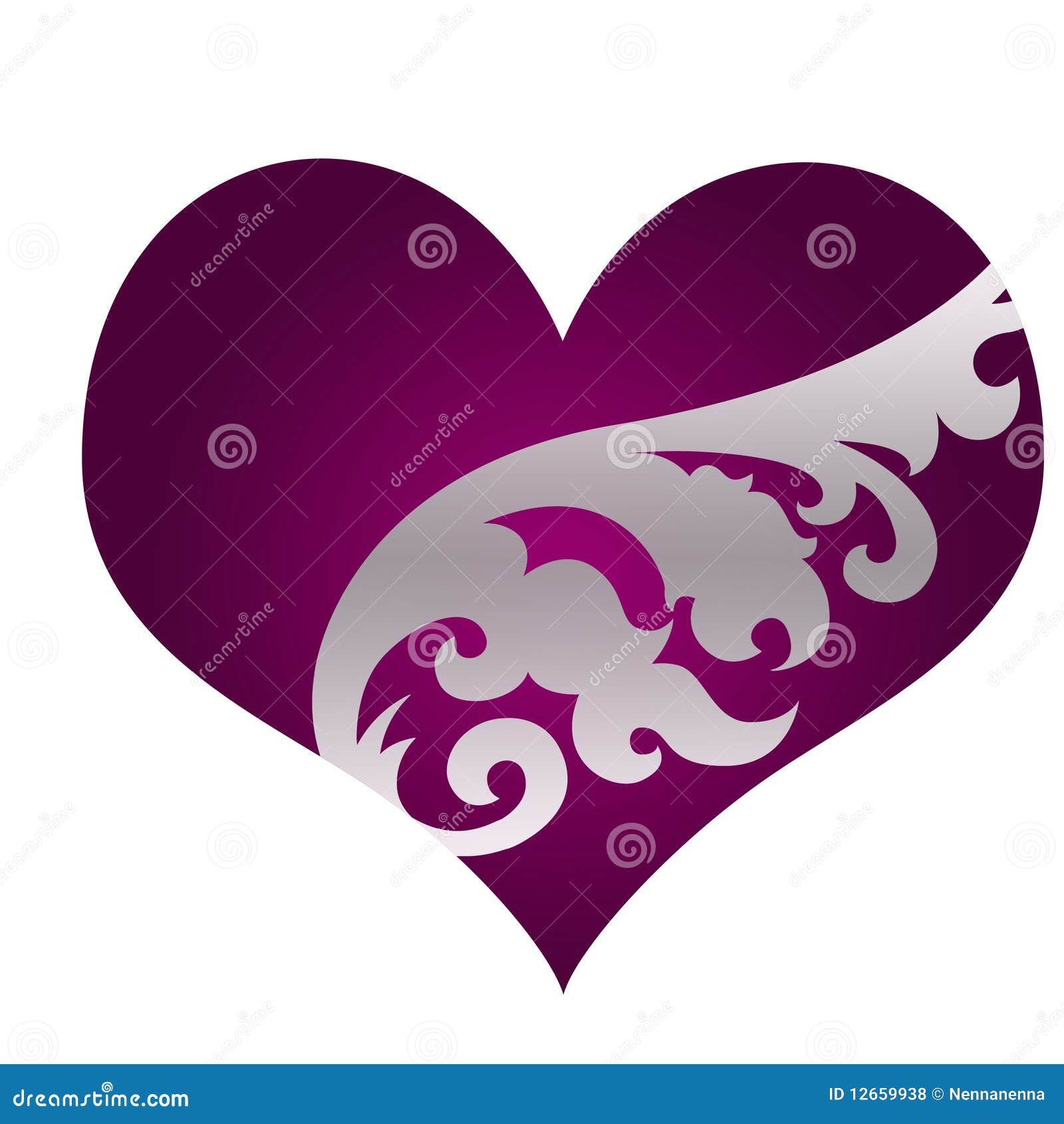 Bello Cuore Viola Con L'ornamento Illustrazione di Stock ...