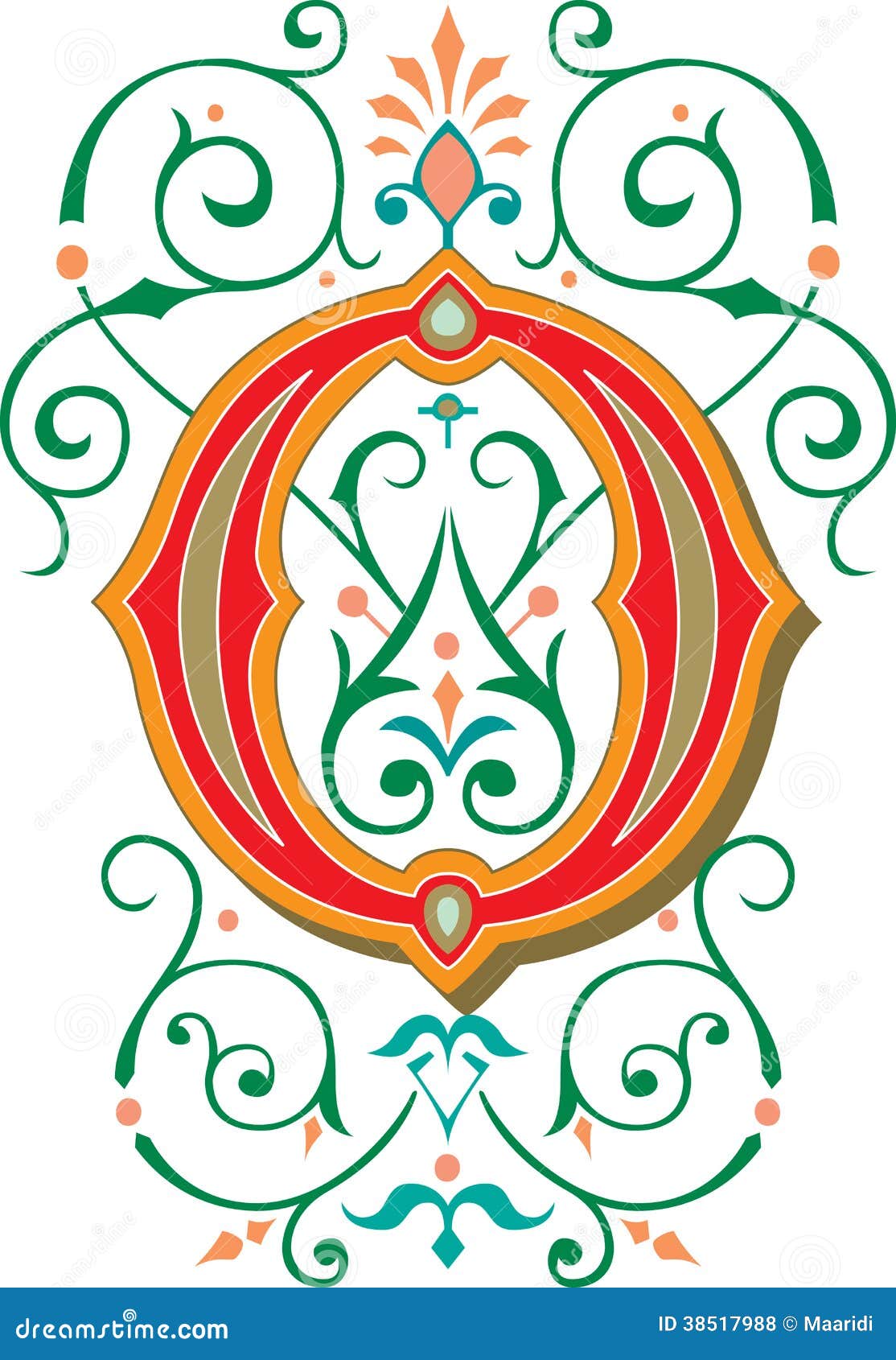 Bello ornamento, lettera O illustrazione vettoriale. Illustrazione di ...