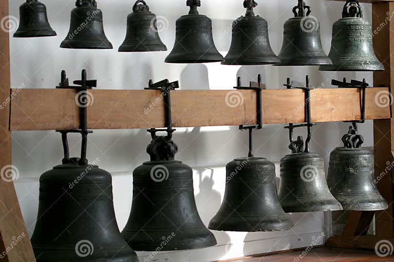 The bells of a carillon stock image. Image of lattice - 1992999