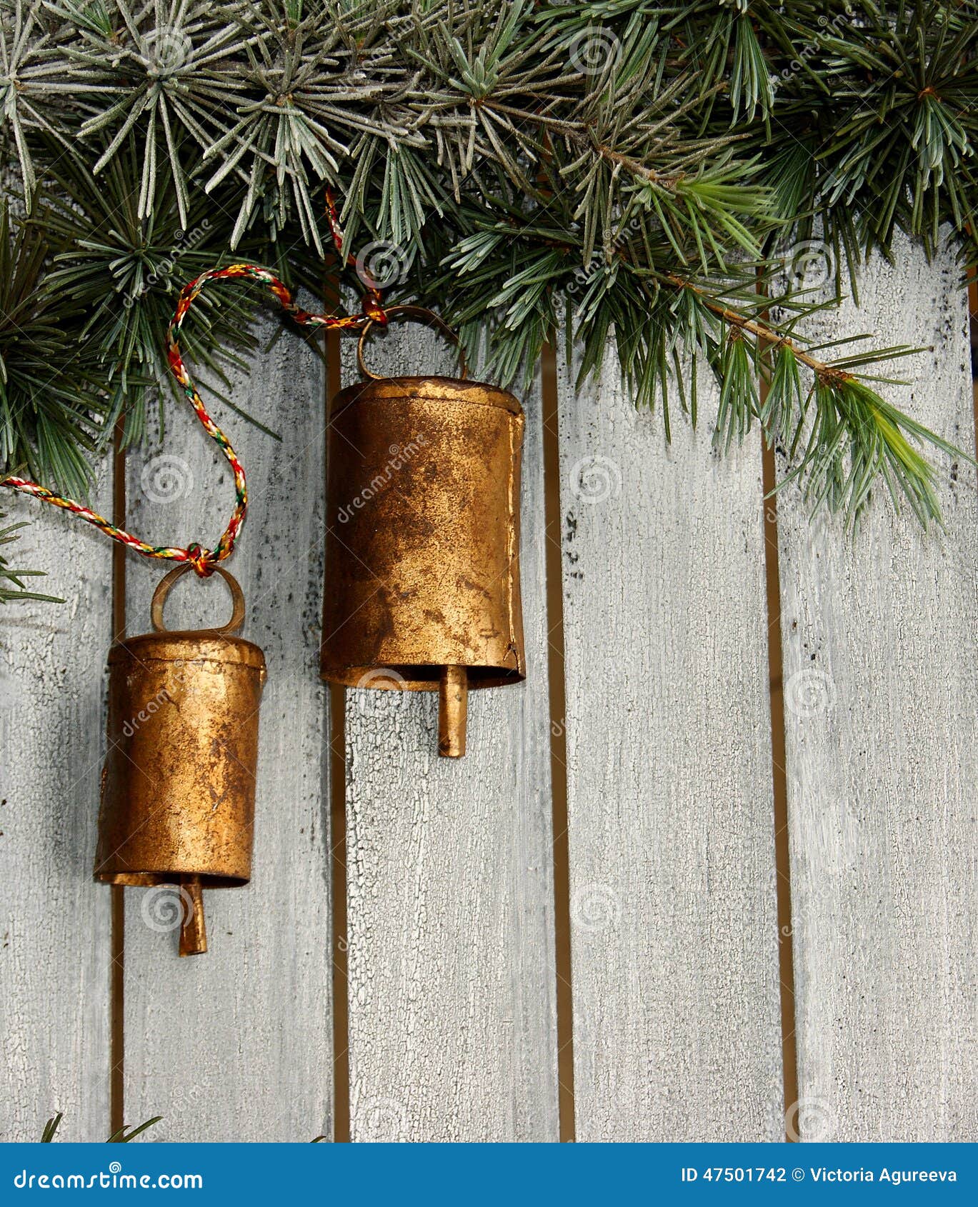 Bells on a Christmas tree stock photo. Image of fence - 47501742