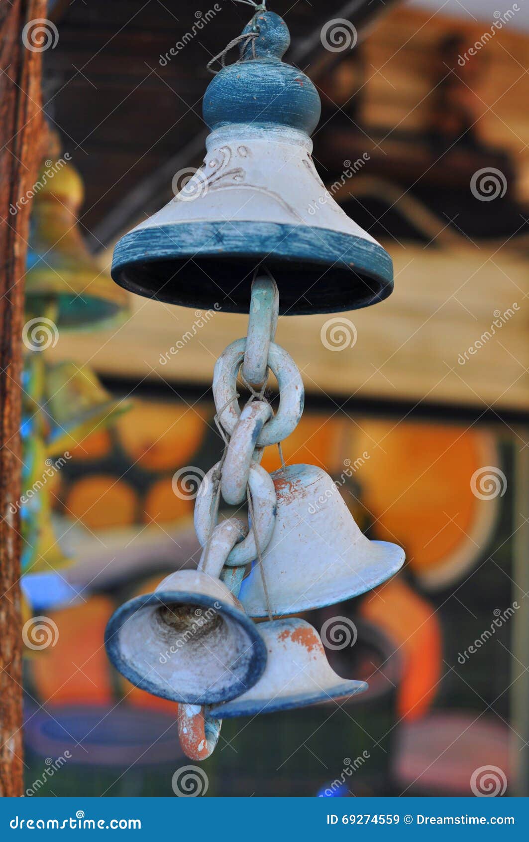 Bells stock image. Image of decor, wooden, craft, gray - 69274559