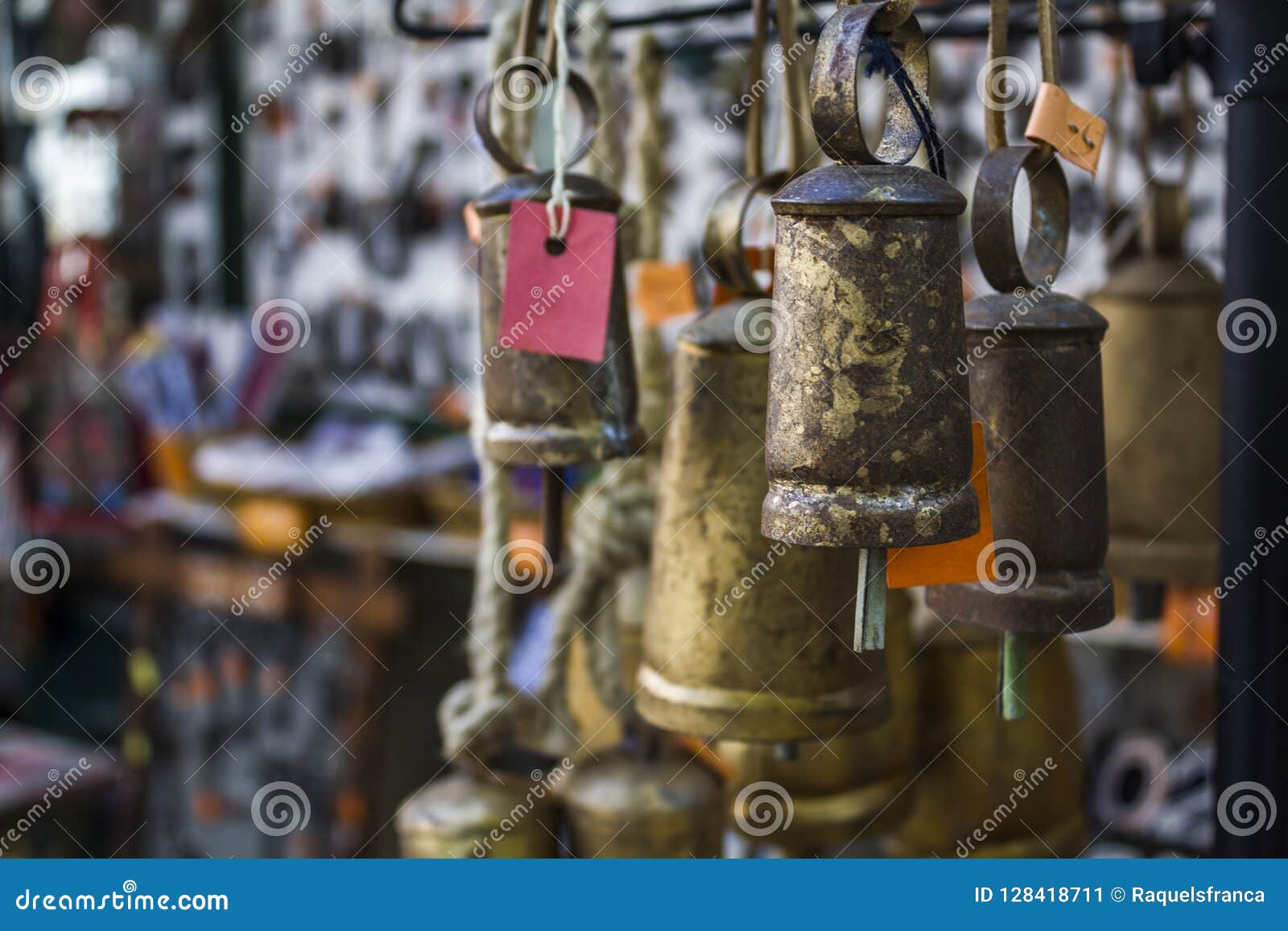 Bells for Sale in Souvenir Shop Stock Image - Image of sale ...