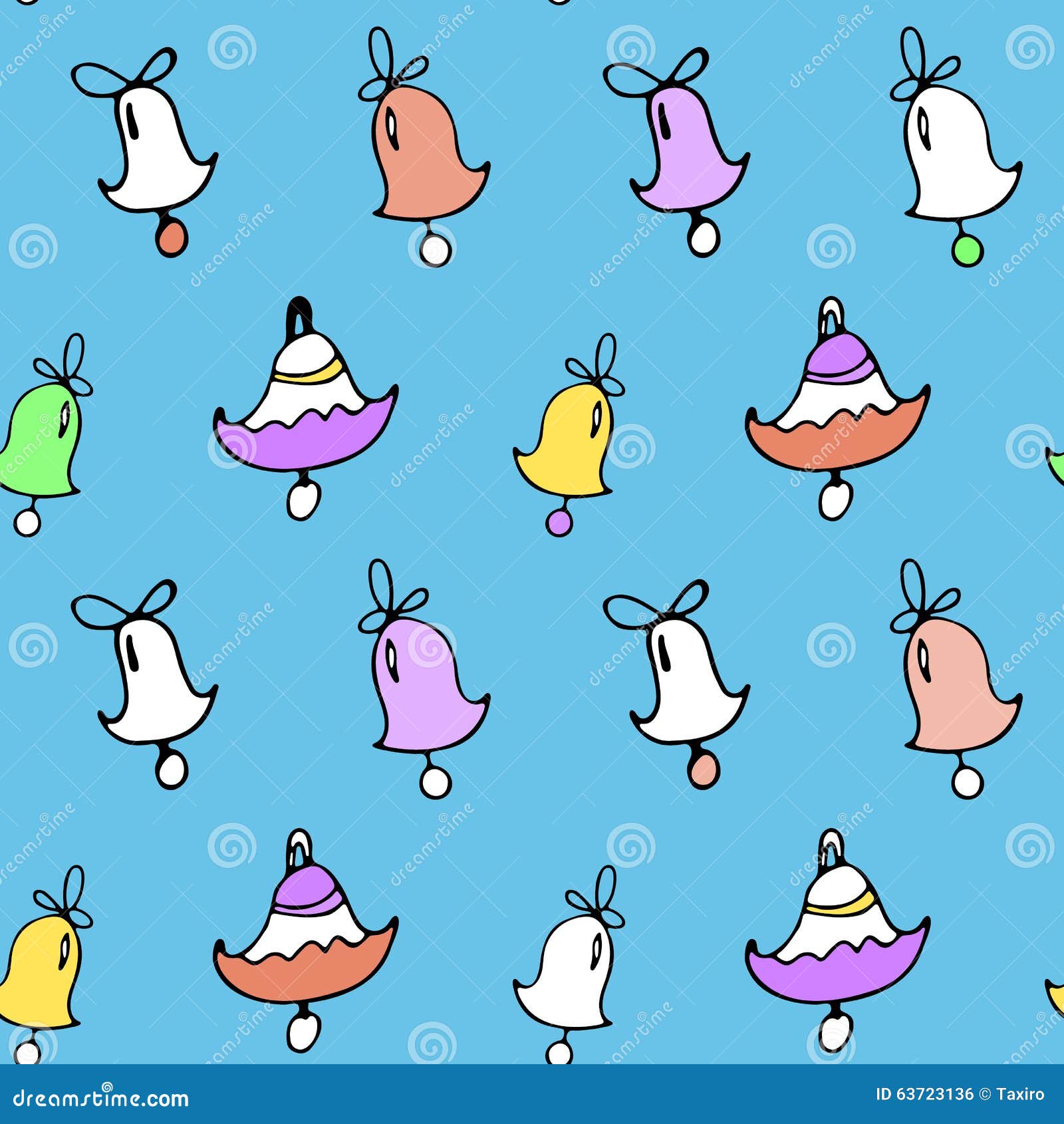 Bells seamless pattern stock vector. Illustration of ornament - 63723136