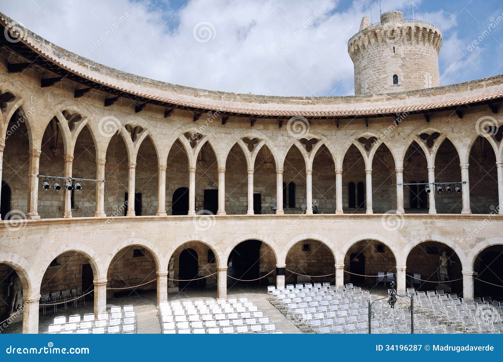 Bellver Castle in Majorca stock image. Image of tower - 34196287