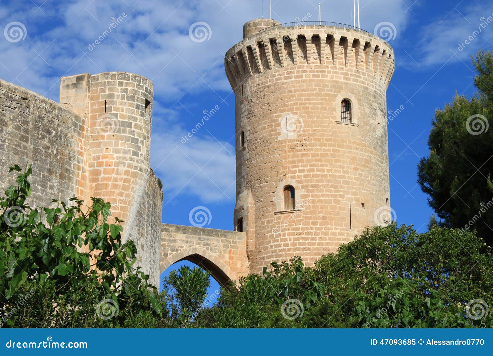 Bellver Castle in Palma De Mallorca Stock Image - Image of blue, arch ...