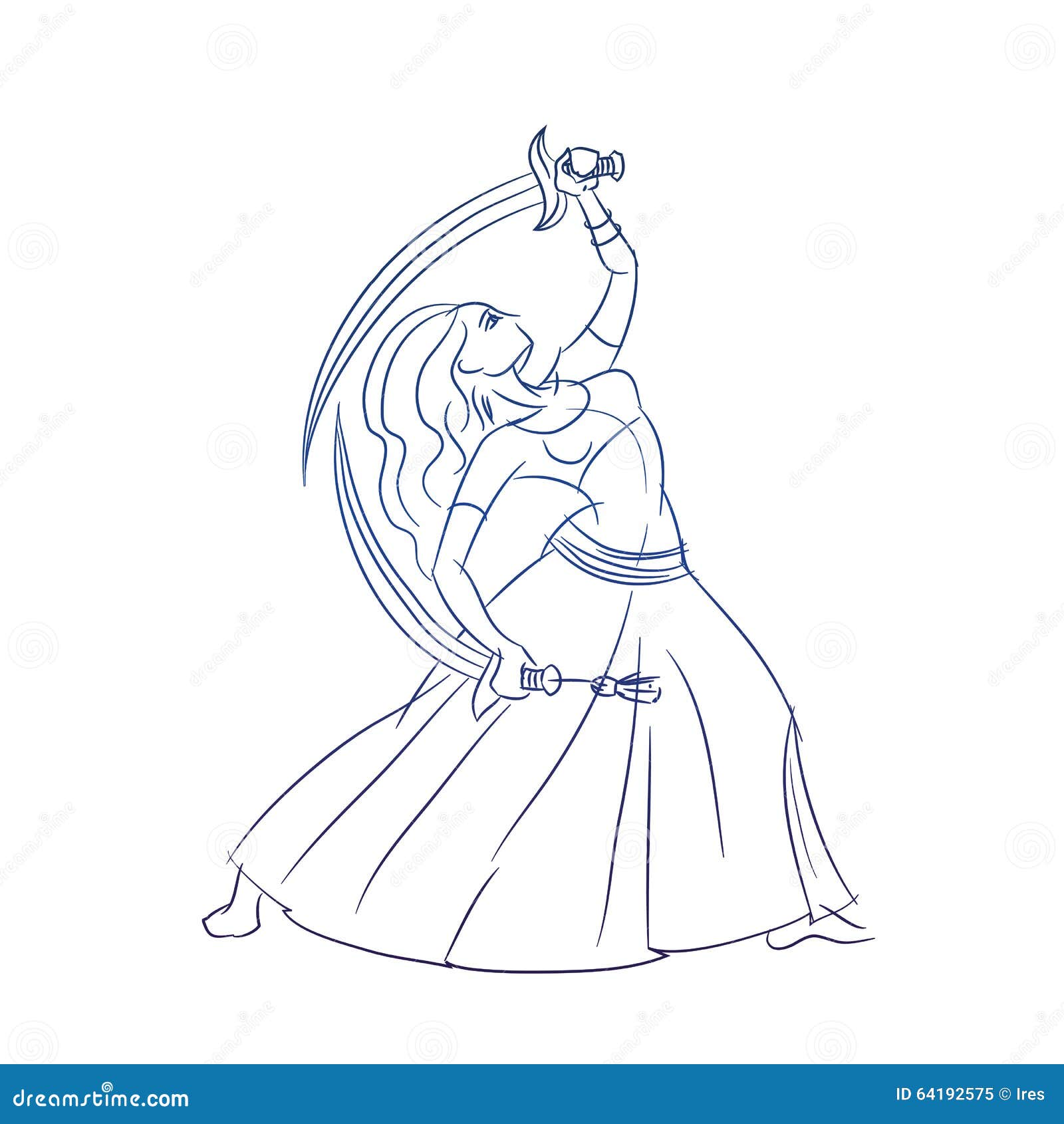 Belly Dancer Figure Gesture Sketch Line Drawing. Cartoon Vector ...
