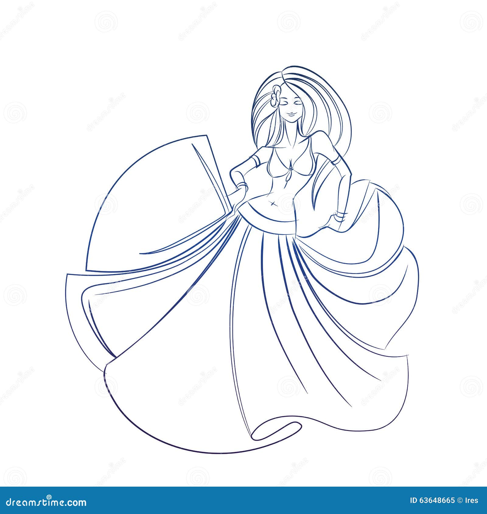 Gesture Drawing Flamenco Dancer Expressive Pose Cartoon Vector ...