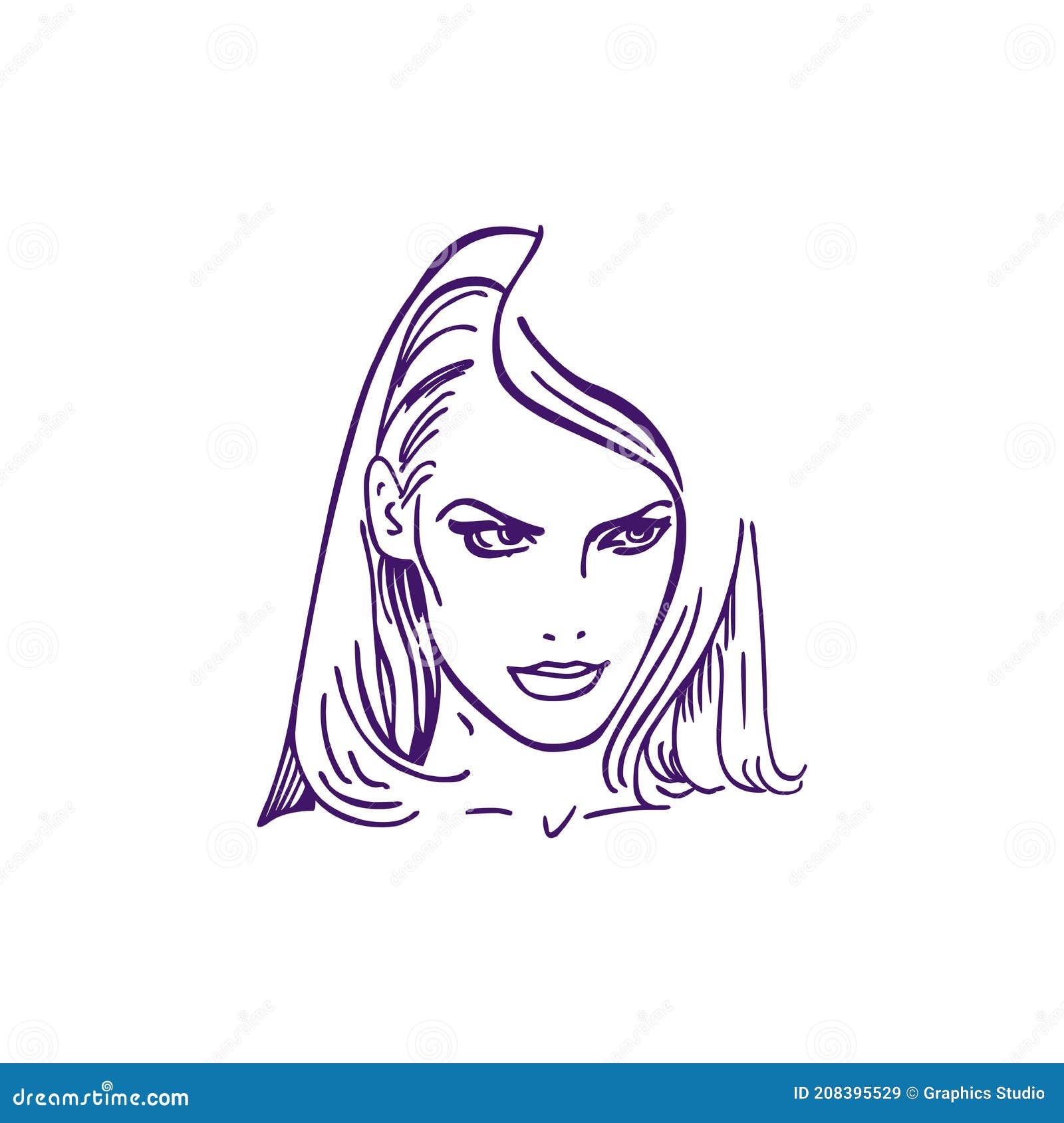 Belo Desenho De Mão A Garota Encara Ilustração Abstrata Ilustração Do