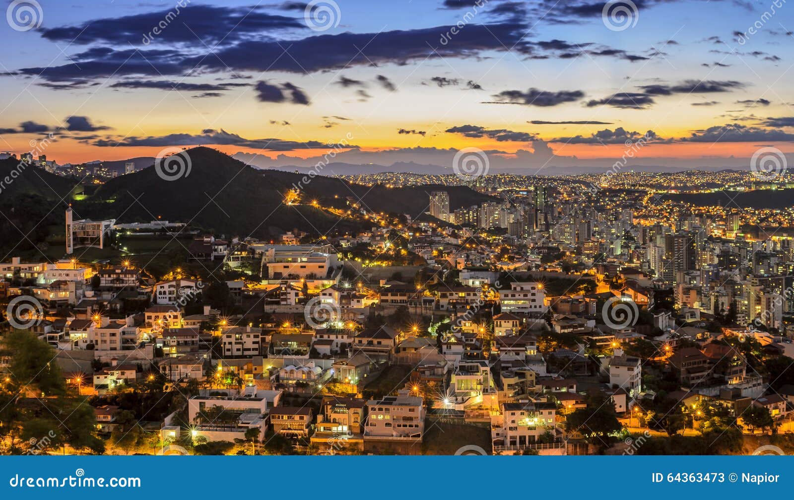 Belo Horizonte after Sunset , Minas Gerais , Brazil . Stock Image ...