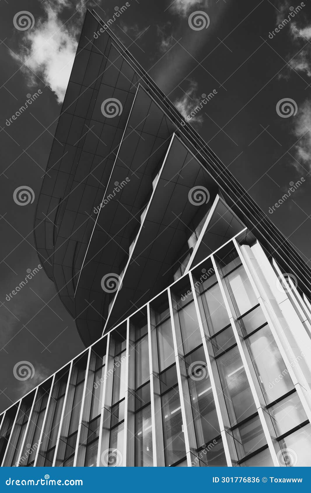 From Below Dramatic Black and White Capture of a Modern Building S ...