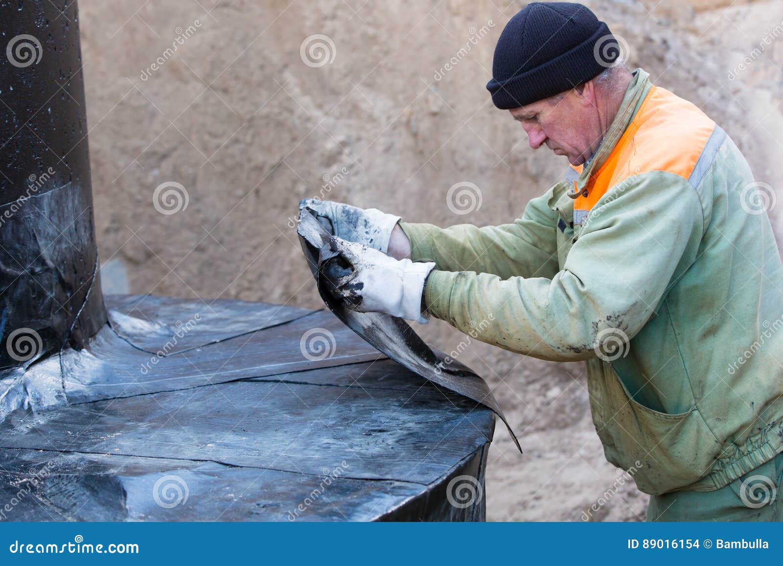 Below Ground Waterproofing Works Stock Photo - Image of blowpipe, felt ...