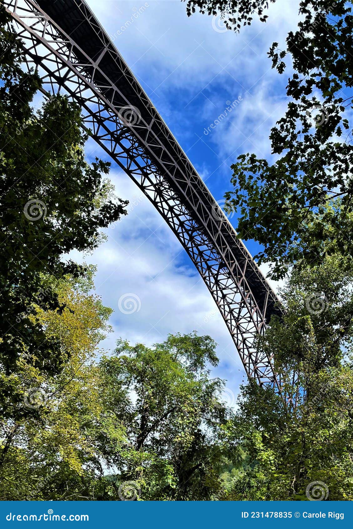 Below the New River Gorge Bridge, WV Stock Image - Image of engineering ...