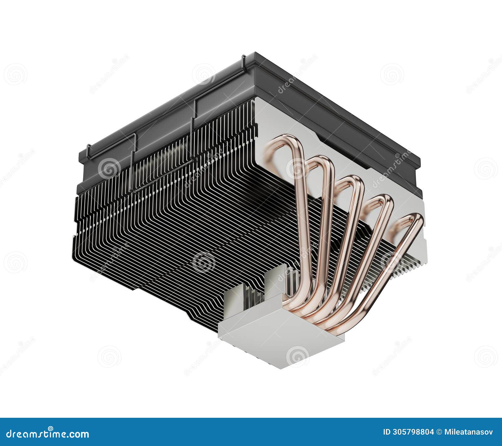 CPU Cooler With The Copper Finned Heat-sink And The Fan. 3d Rendering ...