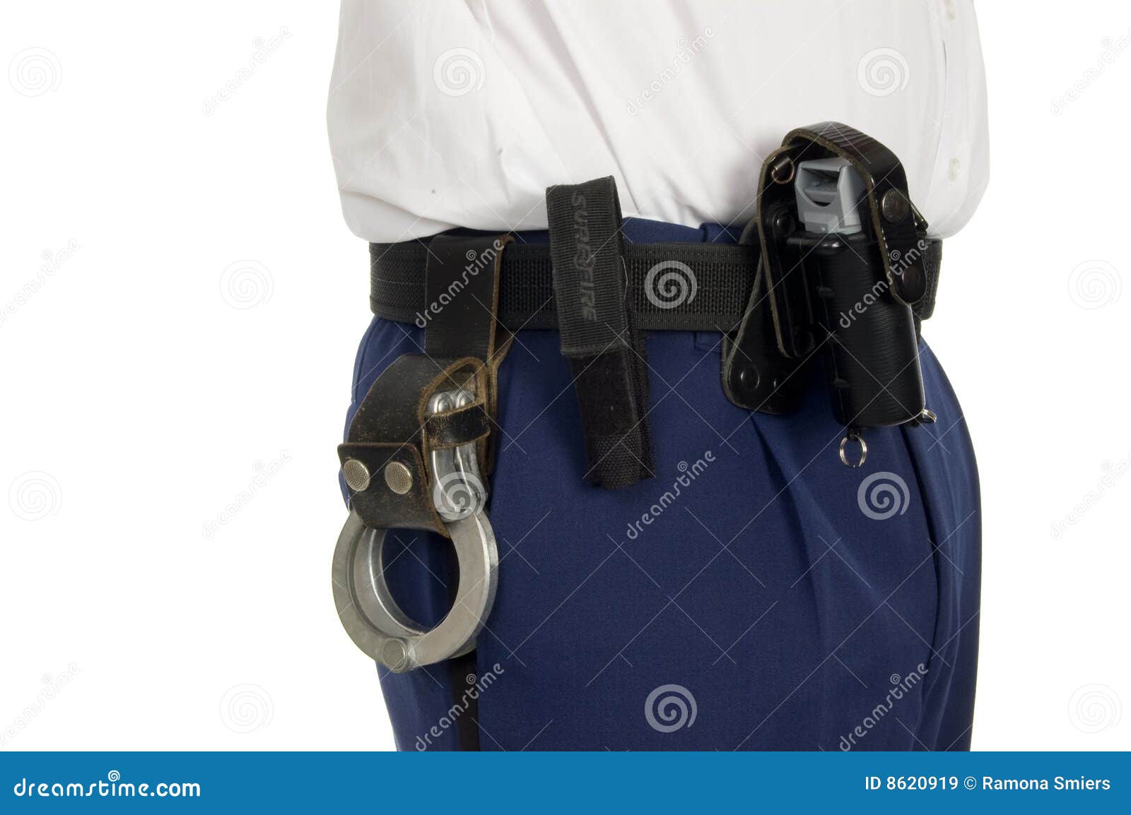Belt of an Agent with Handcuffs and Pepperspray Stock Image - Image of ...