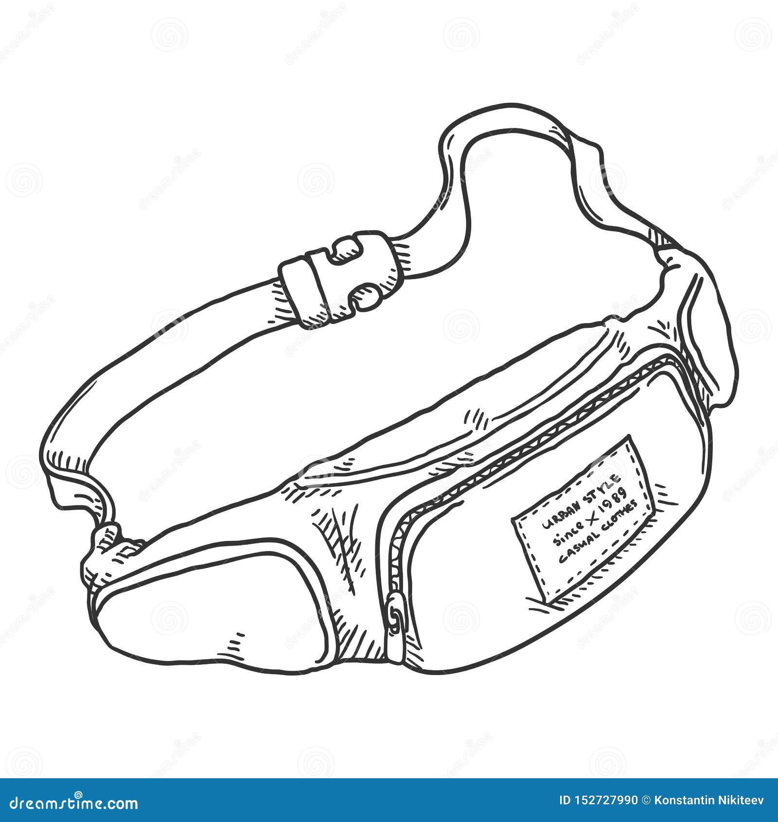 Belt Bag. Vector Sketch Illustration Stock Vector - Illustration of ...