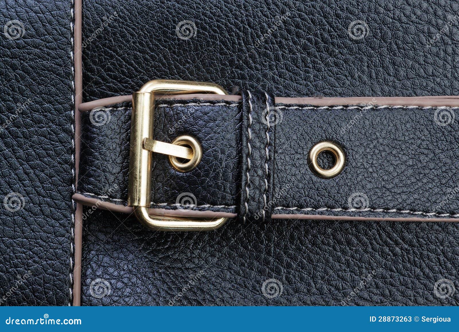 Belt Buckles and Textured Black Leather. Stock Image - Image of element ...
