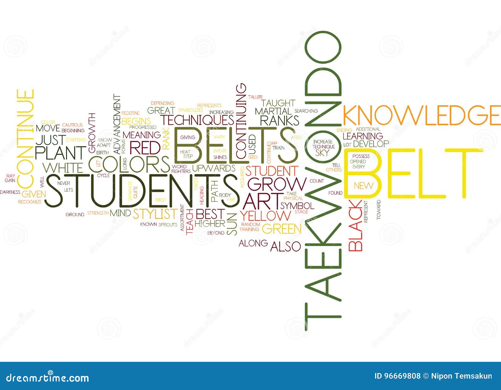 The Belt Colors of Tae Kwon Do Text Background Word Cloud Concept Stock ...