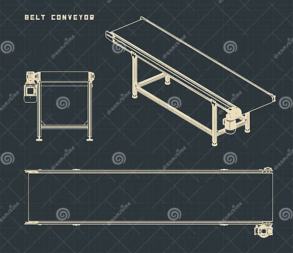 Belt conveyor drawings stock vector. Illustration of manufacture ...
