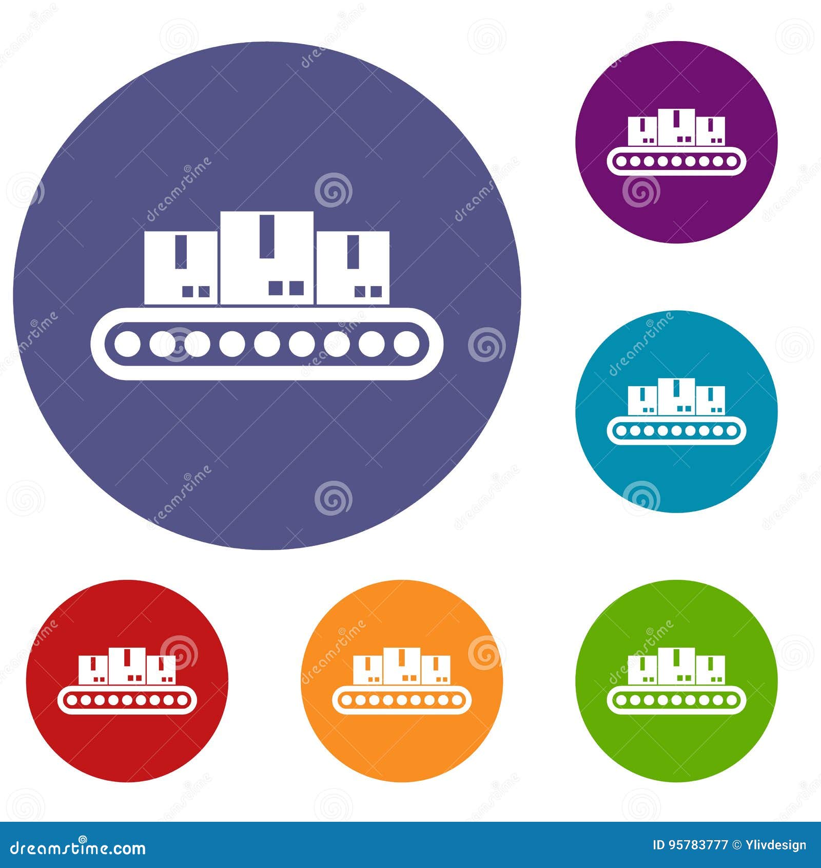 Belt Conveyor with Load Icons Set Stock Vector - Illustration of ...