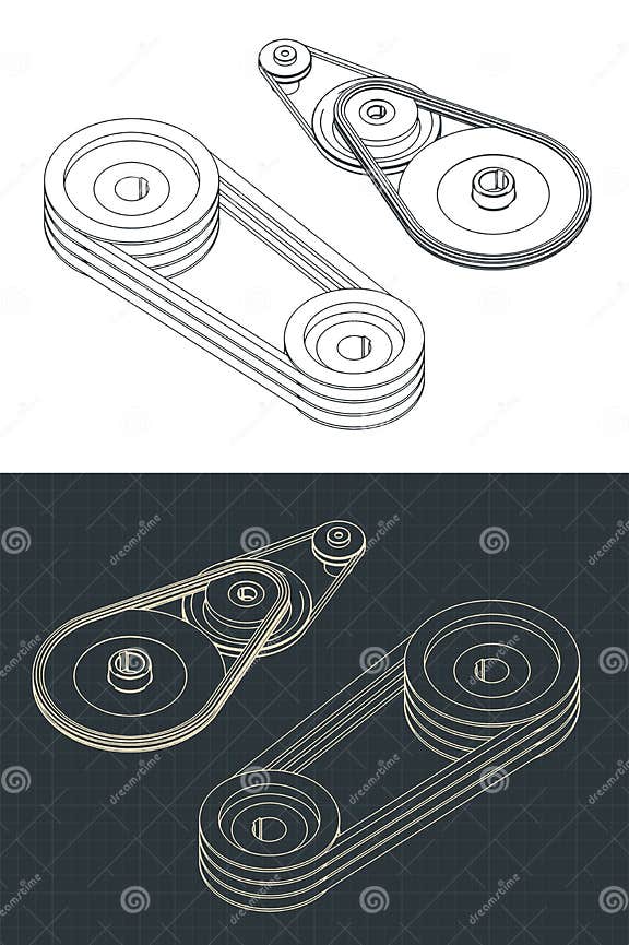 Belt drive blueprints stock vector. Illustration of gear - 193251891