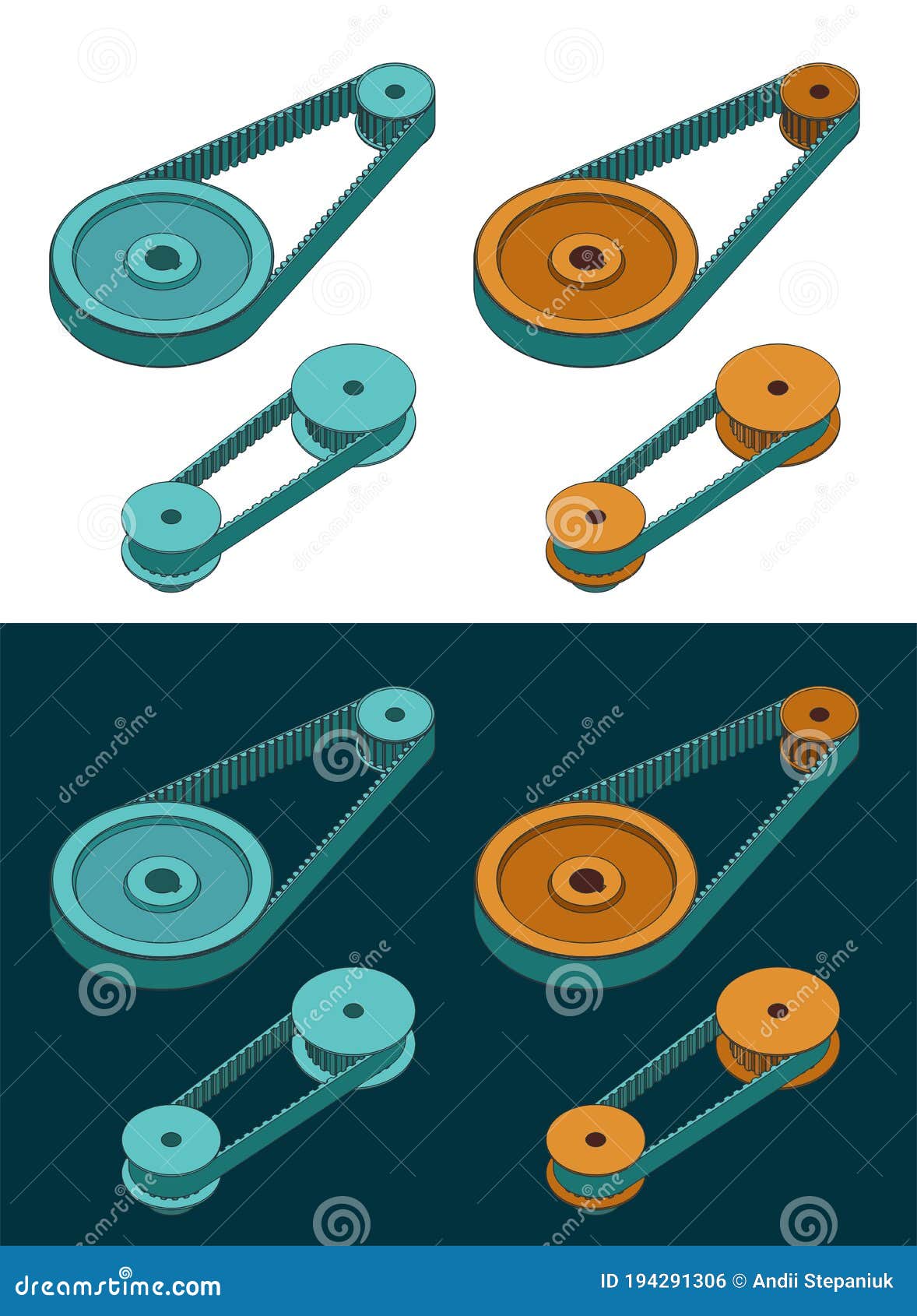 Belt drive color drawings stock vector. Illustration of drive - 194291306