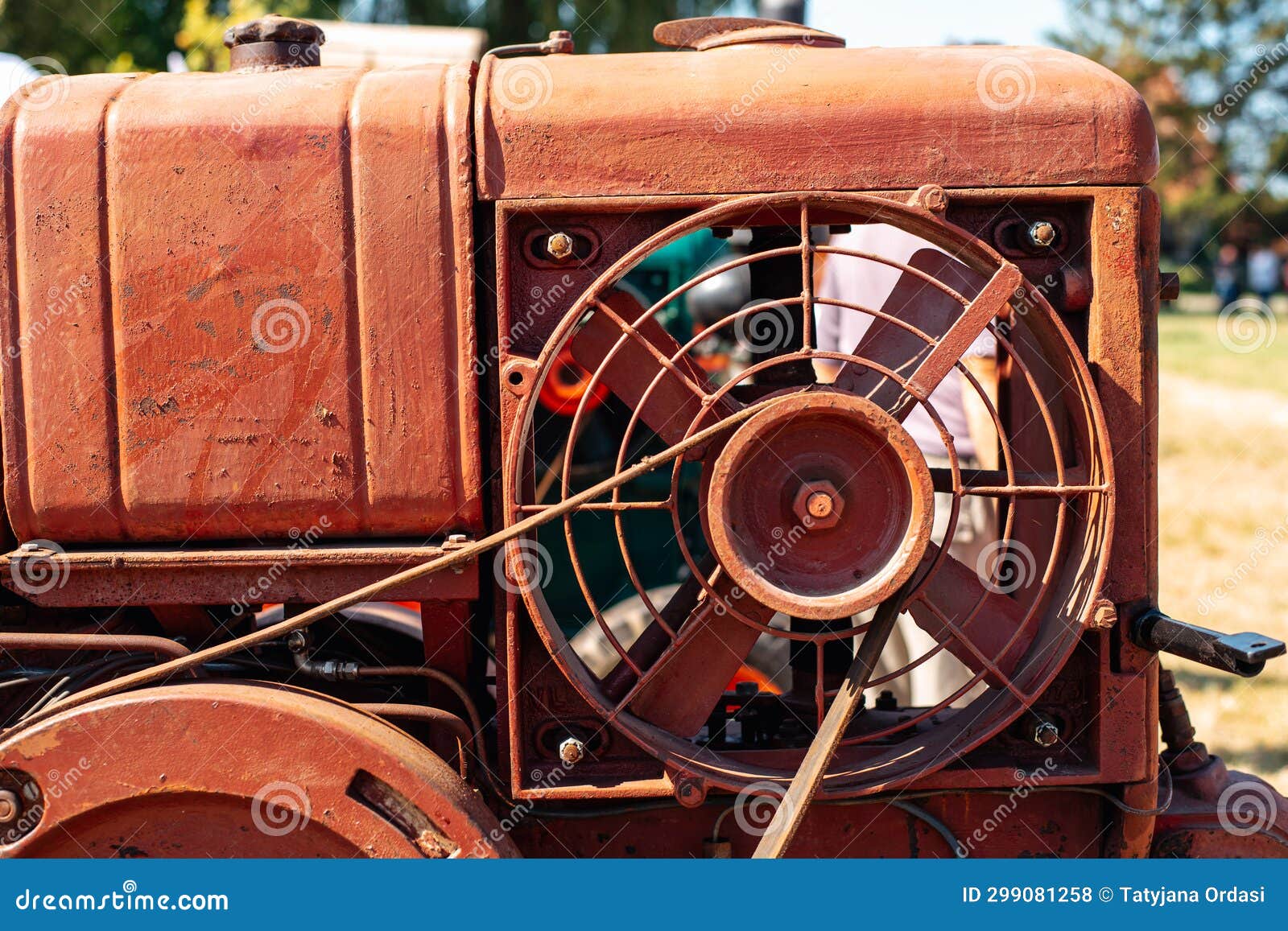 Belt Drive on an Old Vintage Tractor Stock Photo - Image of field ...