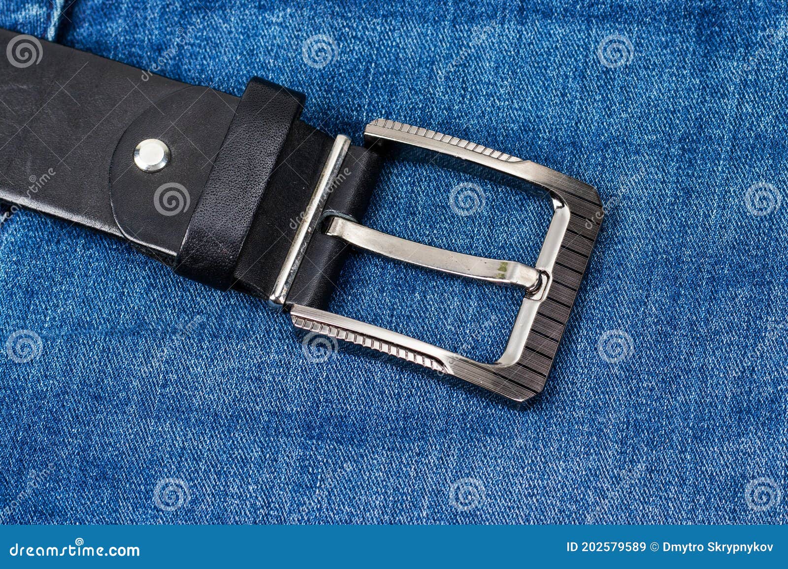 Belt and Jeans Closeup. Leather Belt Close-up Stock Image - Image of ...