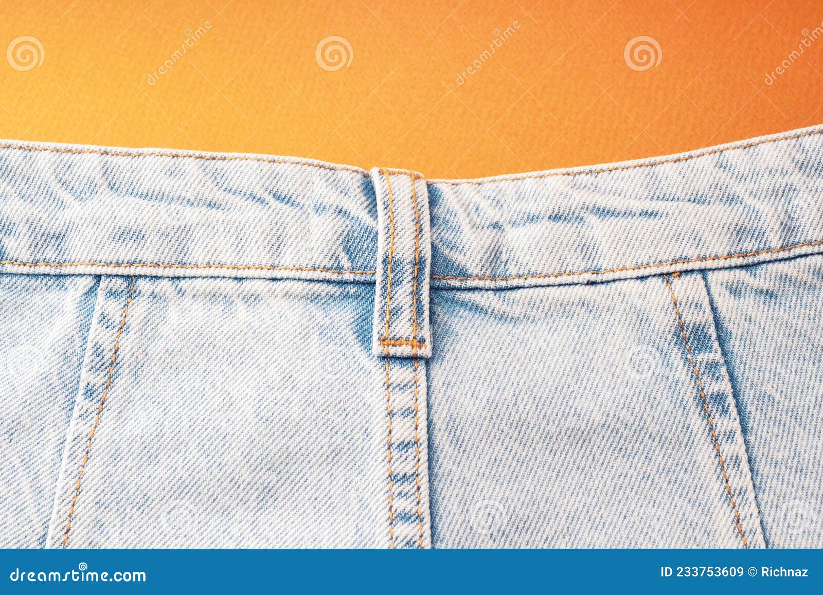 Belt Loop on Blue Jeans, Close-up. Denim Sewing Elements, Background ...