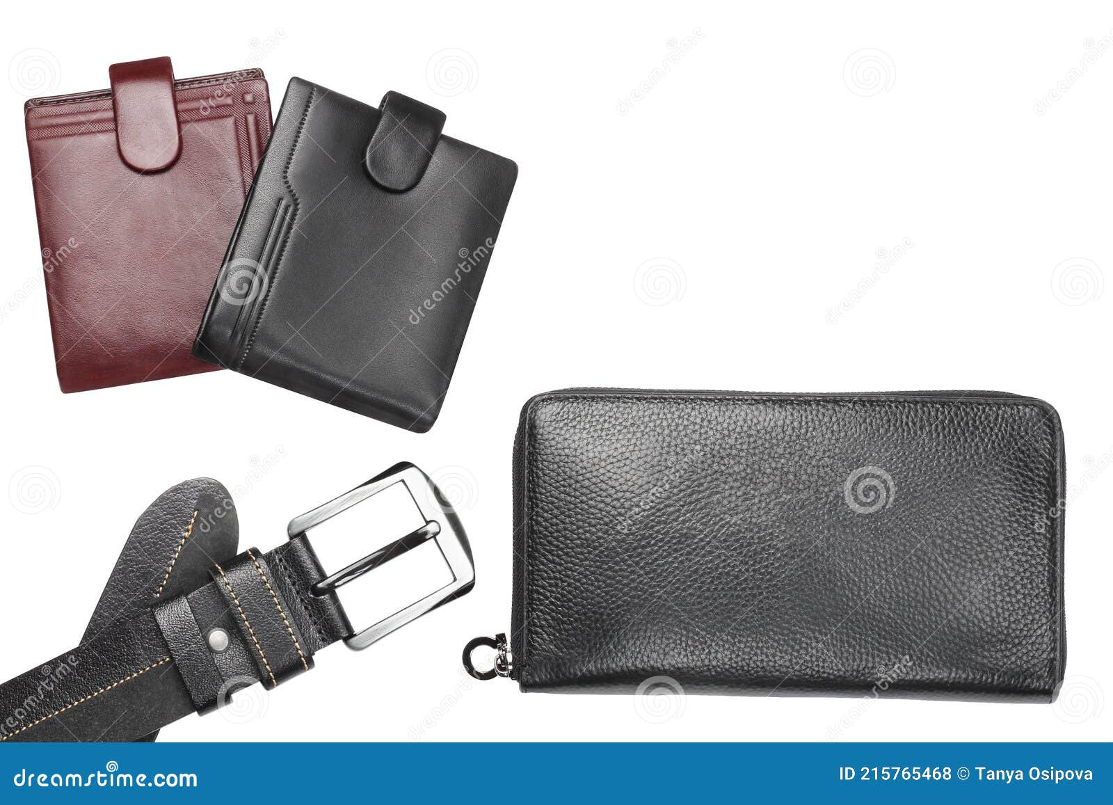 A Belt, Purse, Wallet, Top View, Isolated on White Background Stock ...