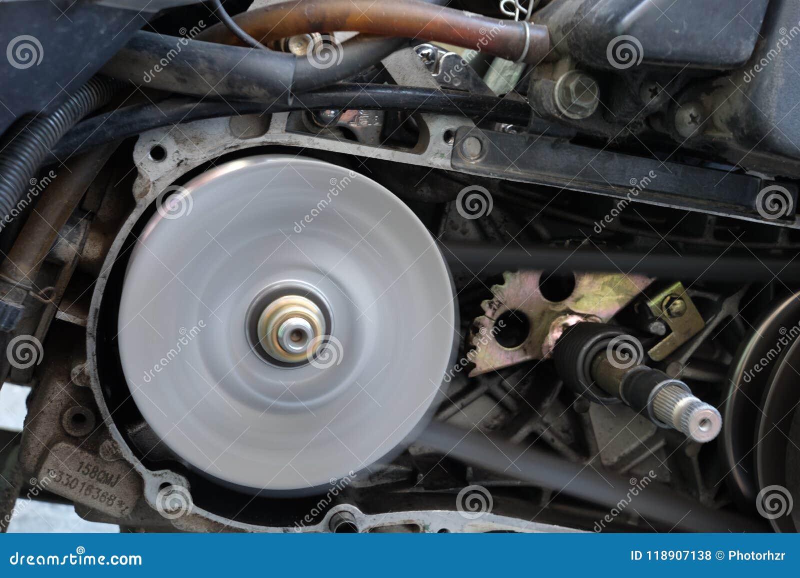 Belt Replacement Pulley Transmission on the Scooter. Continuously ...