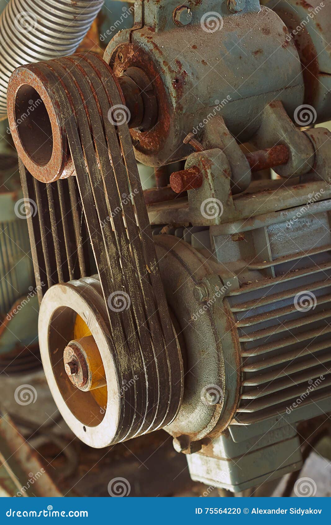 Belt transmission. stock photo. Image of complexity, motor - 75564220