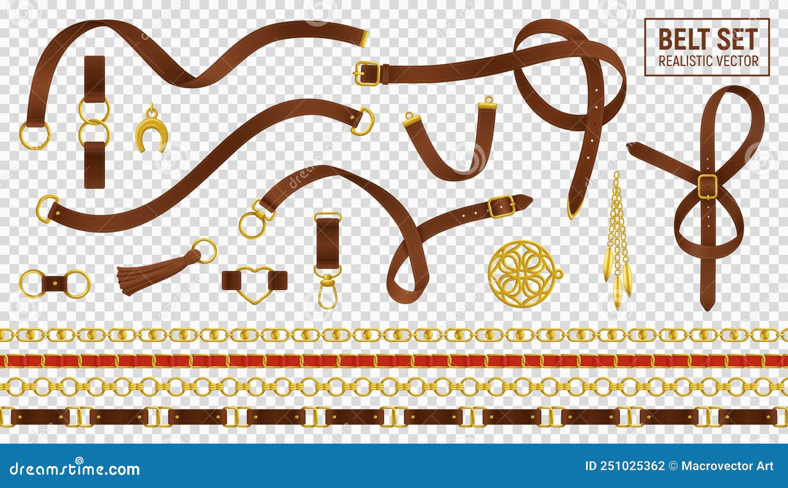 Belt Transparent Set stock vector. Illustration of elements - 251025362