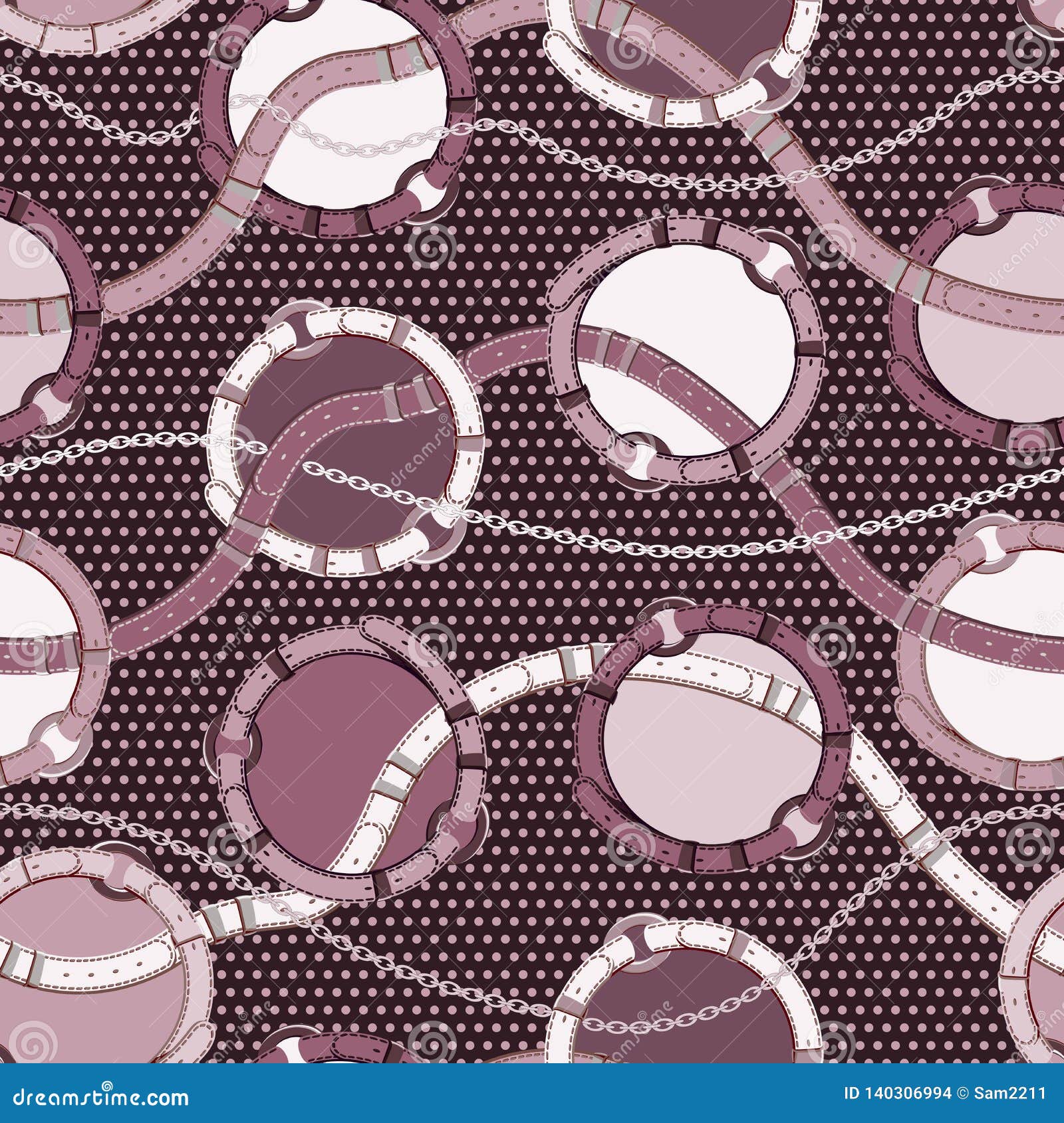 Belts with Buckle on Checked Background. Abstract Seamless Pattern ...