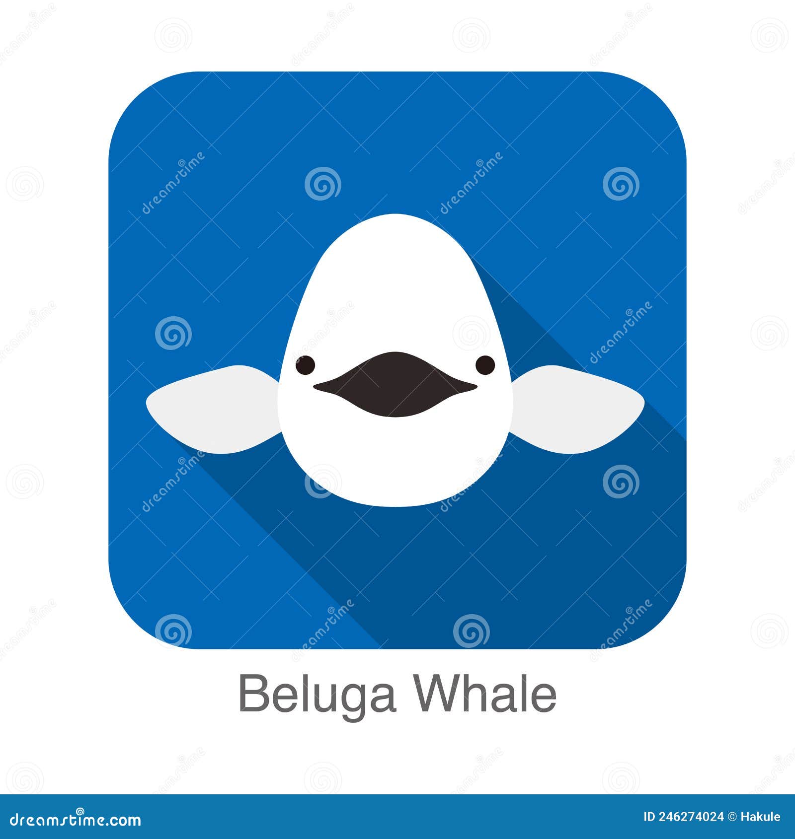 Beluga Whale Face Flat Icon Vector Illustration Stock Vector ...