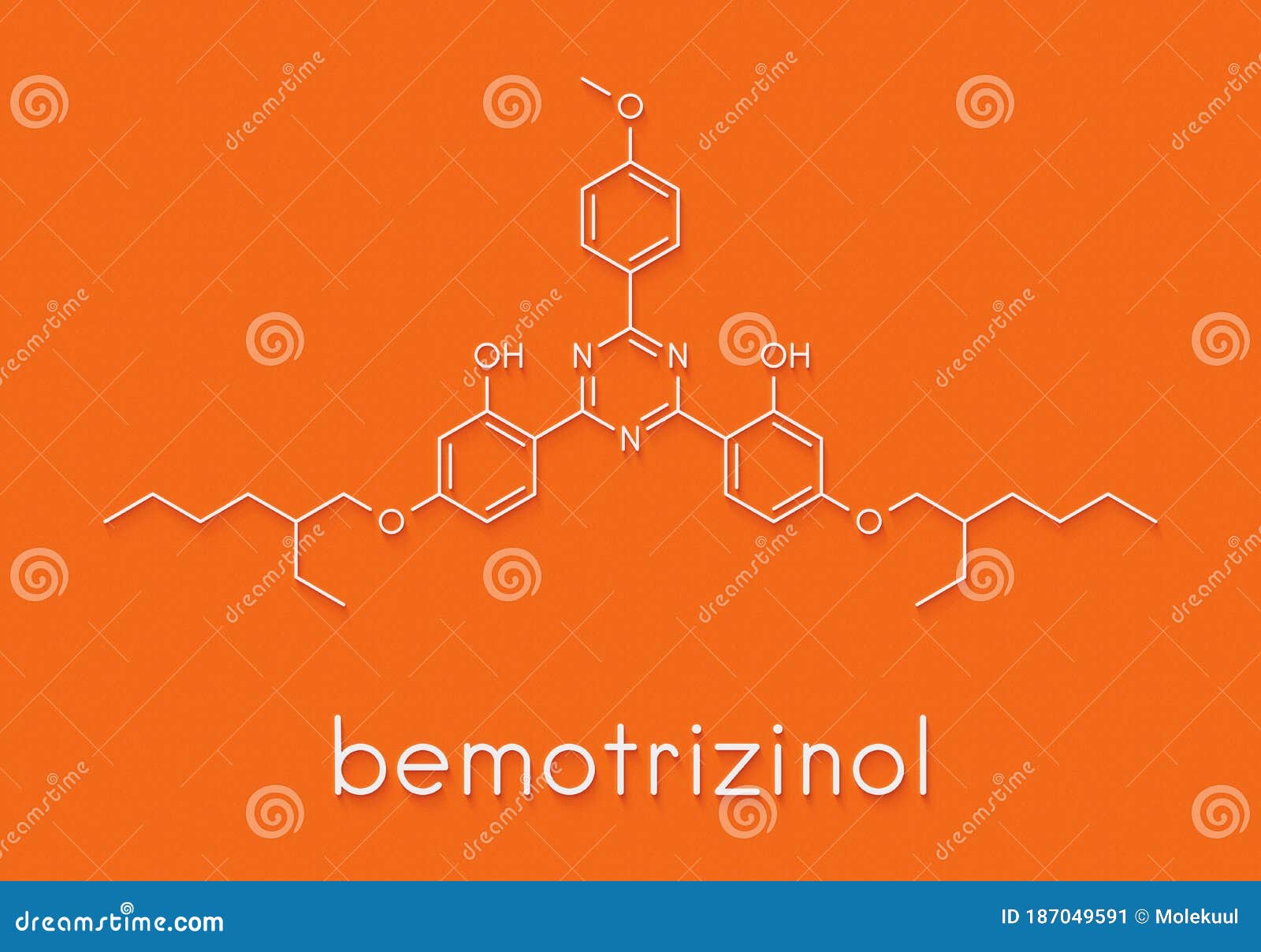 Bemotrizinol Sunscreen Molecule UV Filter. Skeletal Formula. Stock ...