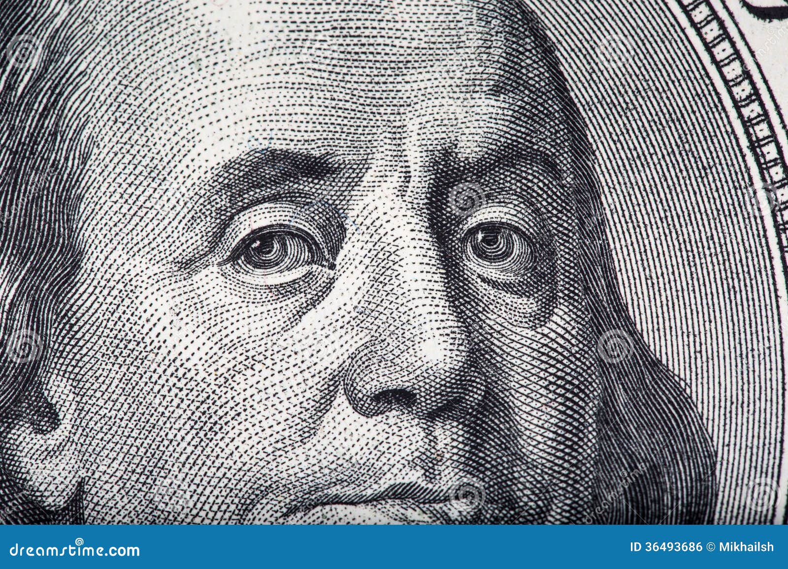 Ben Franklin S Face Macro Close Up Stock Photo - Image of benjamin ...