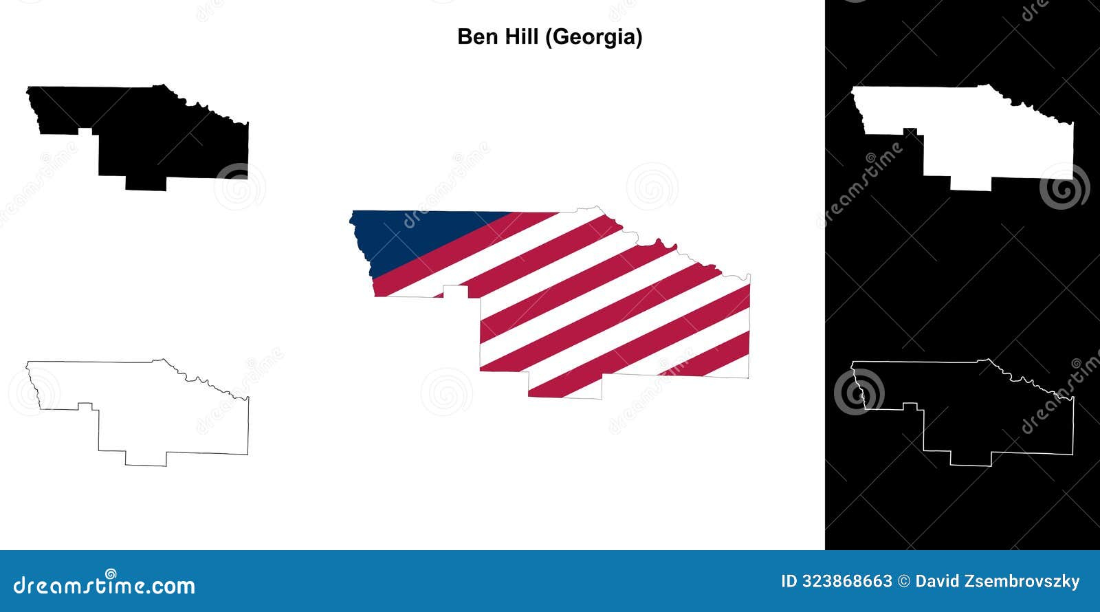 Ben Hill outline map stock vector. Illustration of template - 323868663