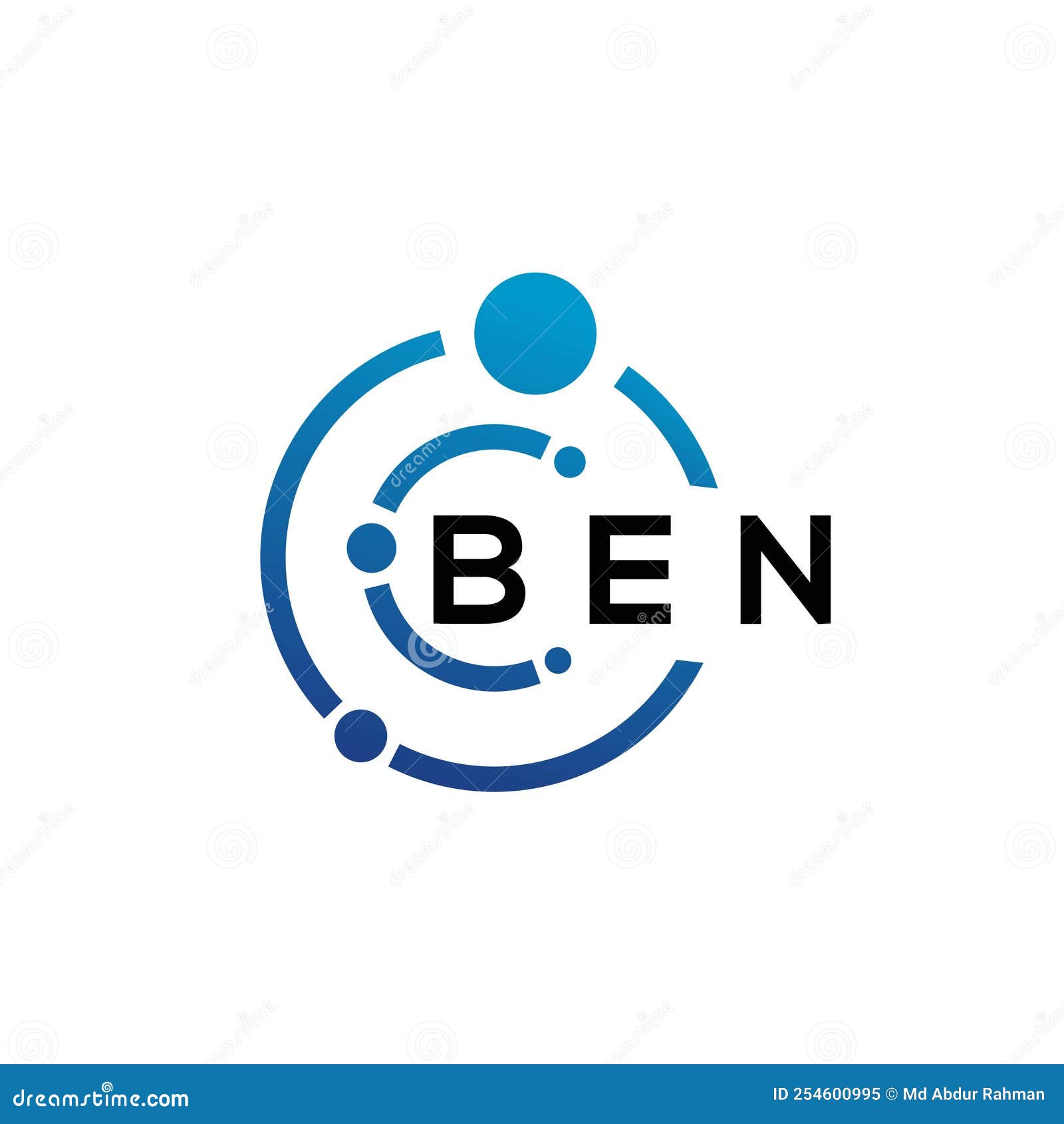 BEN Letter Logo Design on White Background. BEN Creative Initials ...