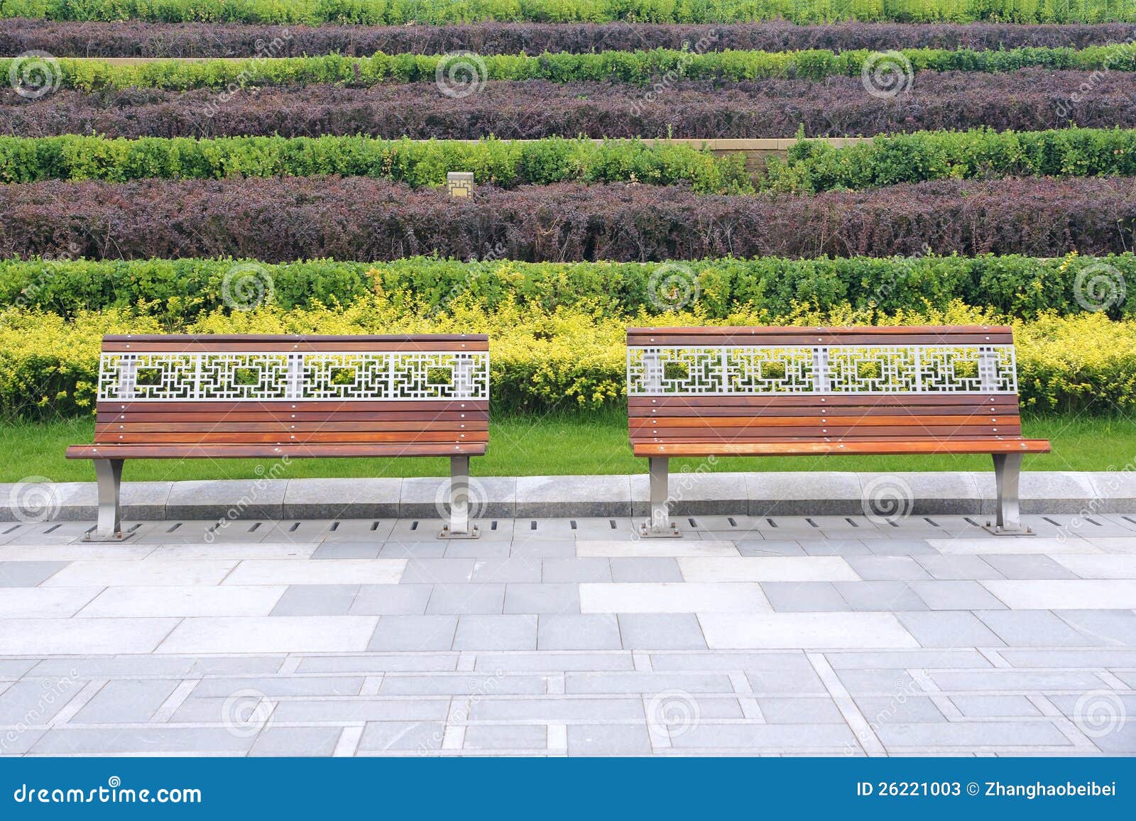 Bench stock image. Image of brick, ground, bench, bush - 26221003