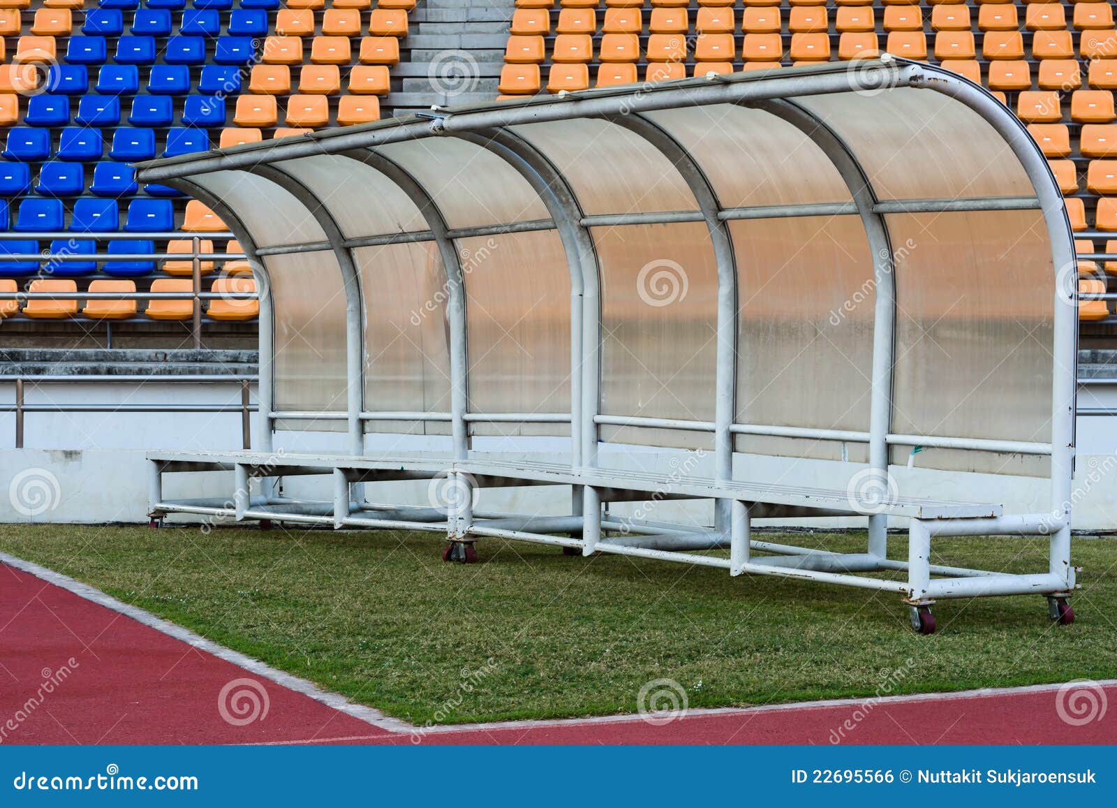 Bench for Athletes Inside the Stadium Stock Photo - Image of football ...